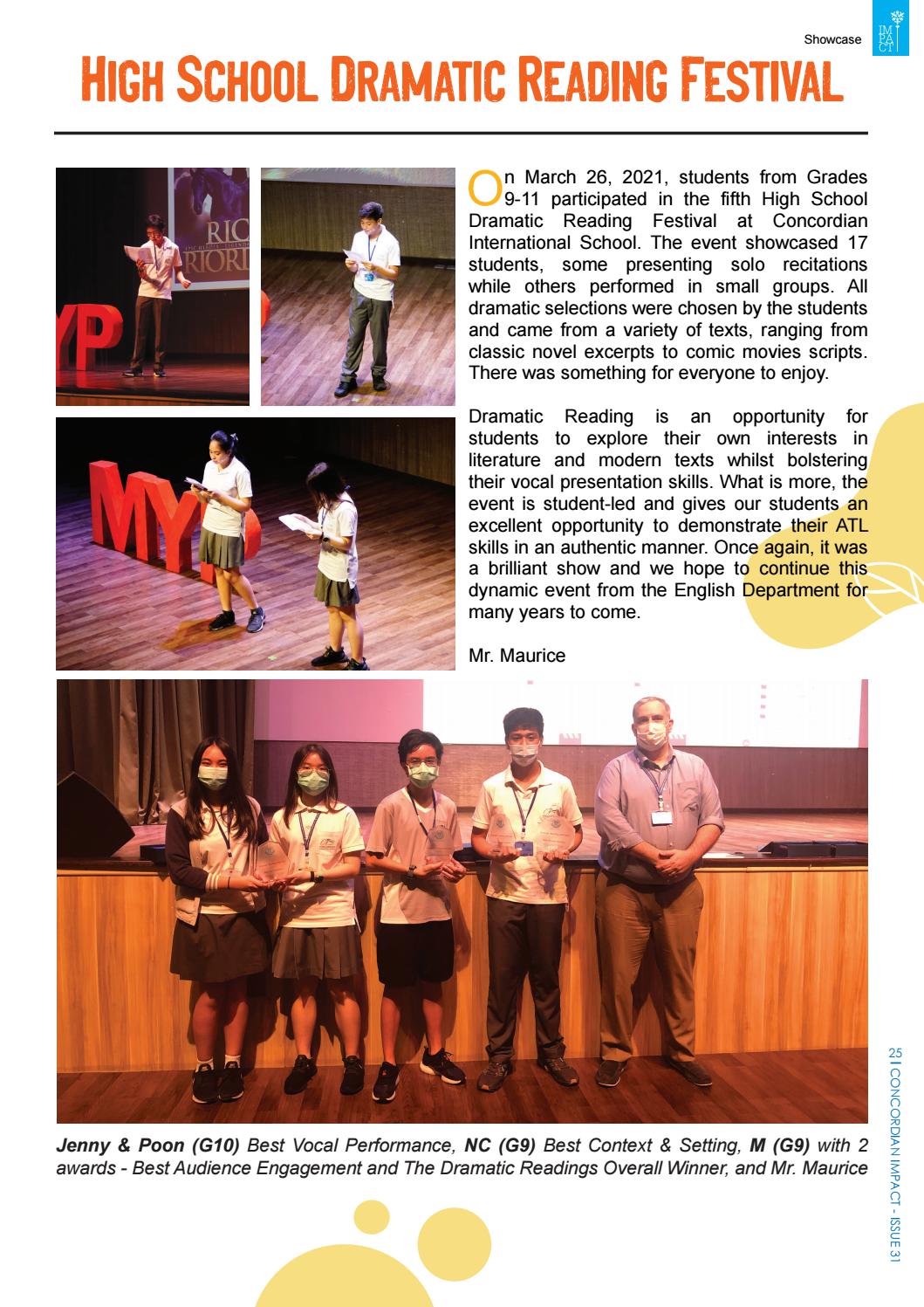 High School Dramatic Reading Festival by Concordian International ...