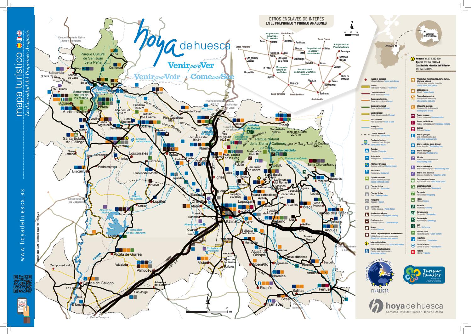 MAPA Y PLANO TURÍSTICO DE LA HOYA DE HUESCA Y CIUDAD DE HUESCA by ...