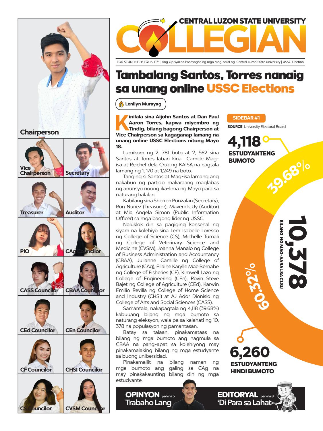 USSC Election 2021 Special Issue by CLSU Collegian - Issuu