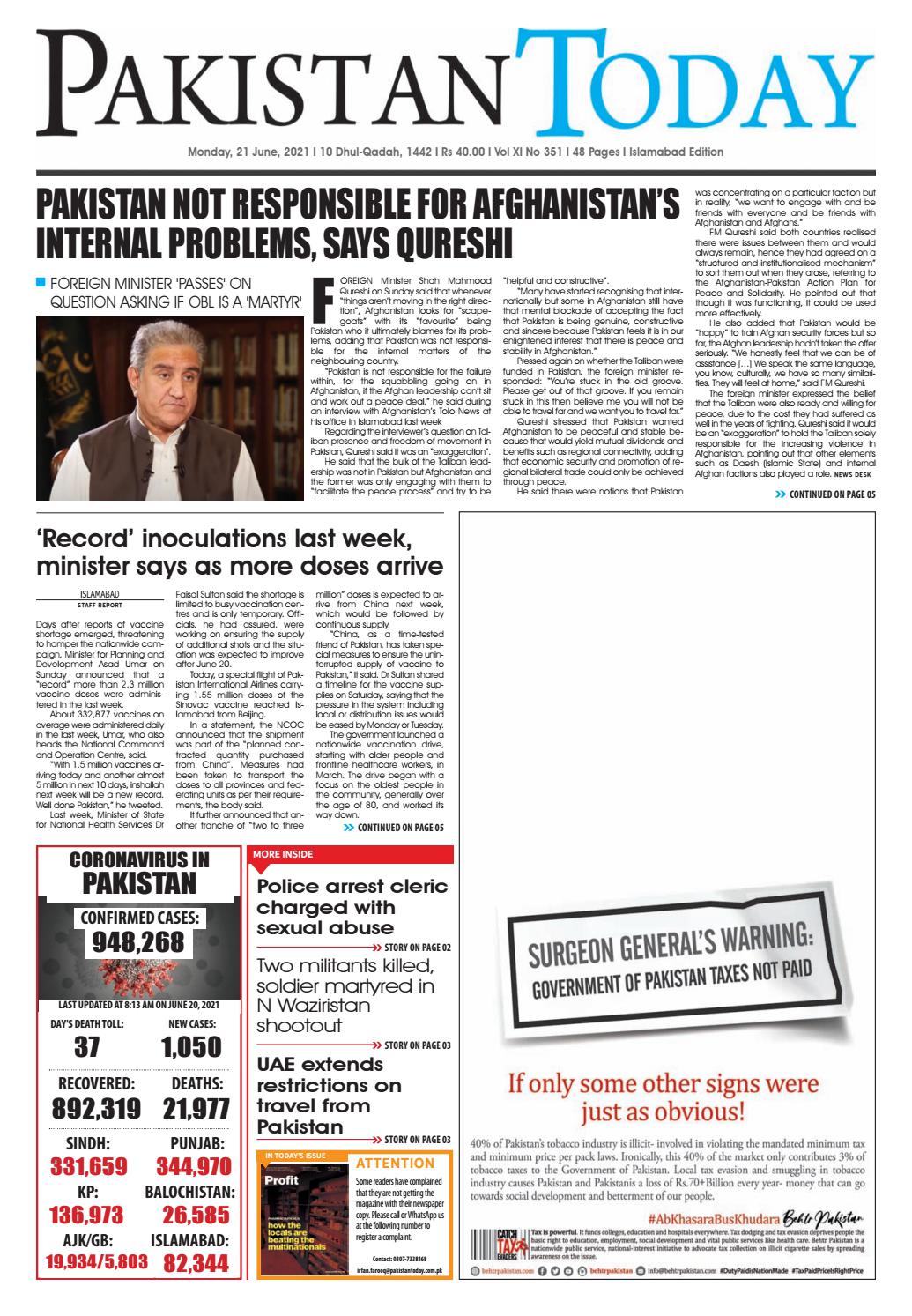Epaper – June 21 ISB 2021 by Pakistan Today - Issuu