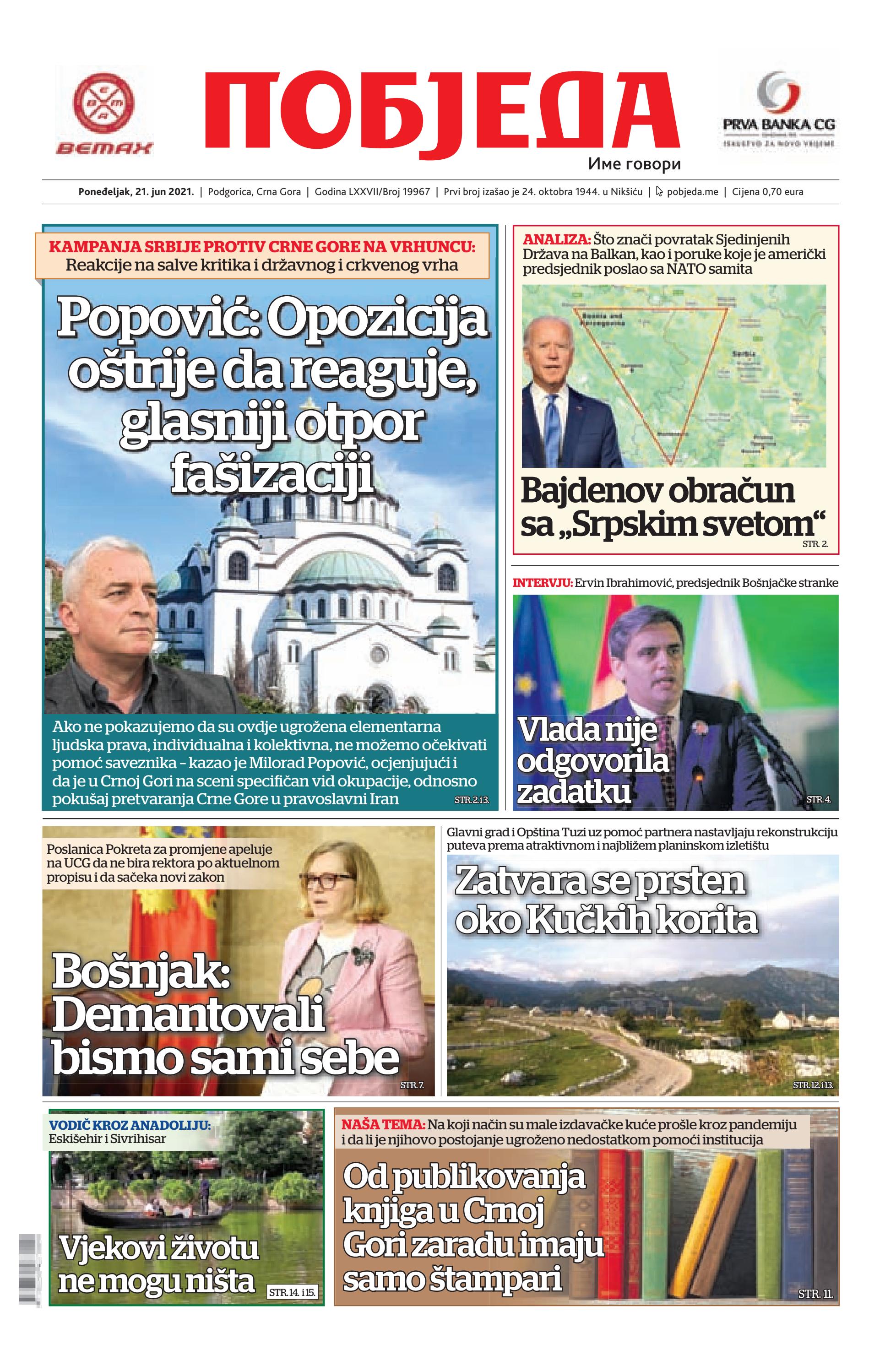 Dnevni list Pobjeda 21.06.2021. by Pobjeda - Issuu