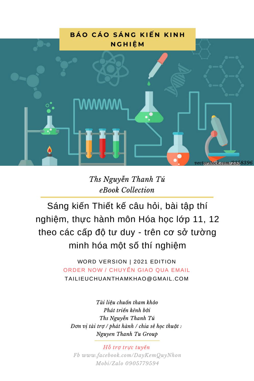 Thiết kế câu hỏi, bài tập thí nghiệm, thực hành môn Hóa học lớp 11, 12 ...
