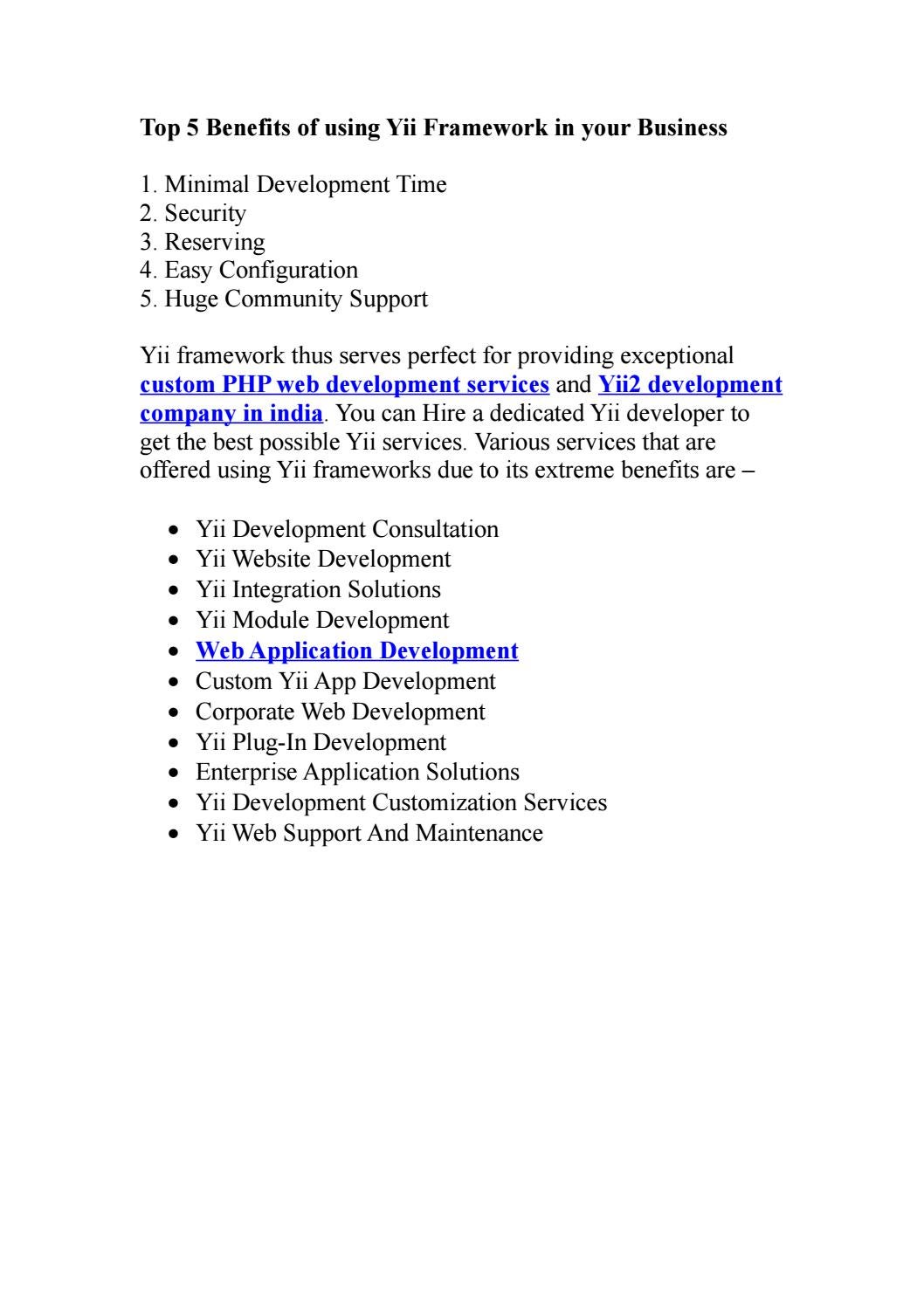 Top 5 Benefits of using Yii Framework in your Business by KadamTech - Issuu