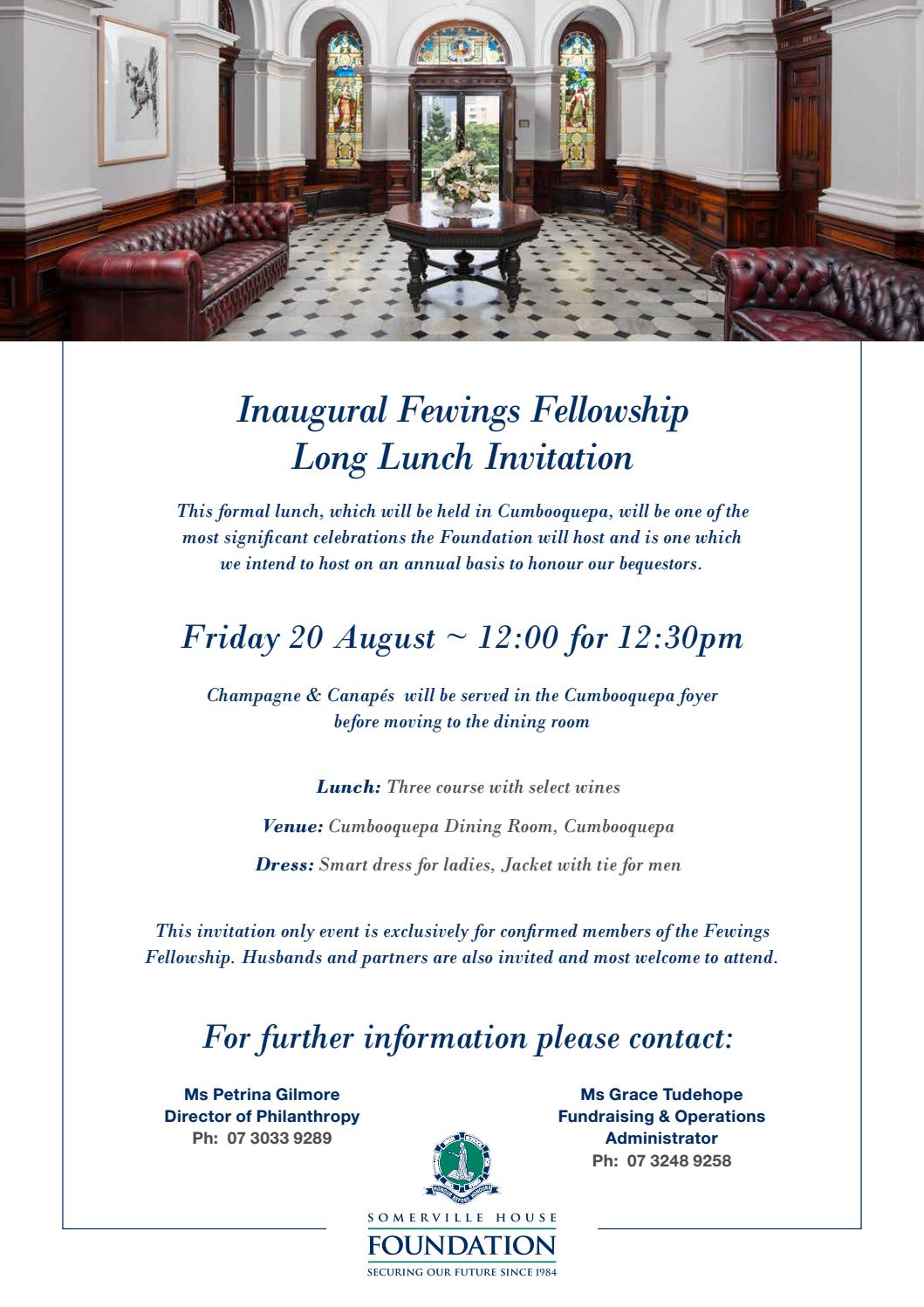 Fewings Fellowship Invitation by SomervilleHouseFoundation - Issuu