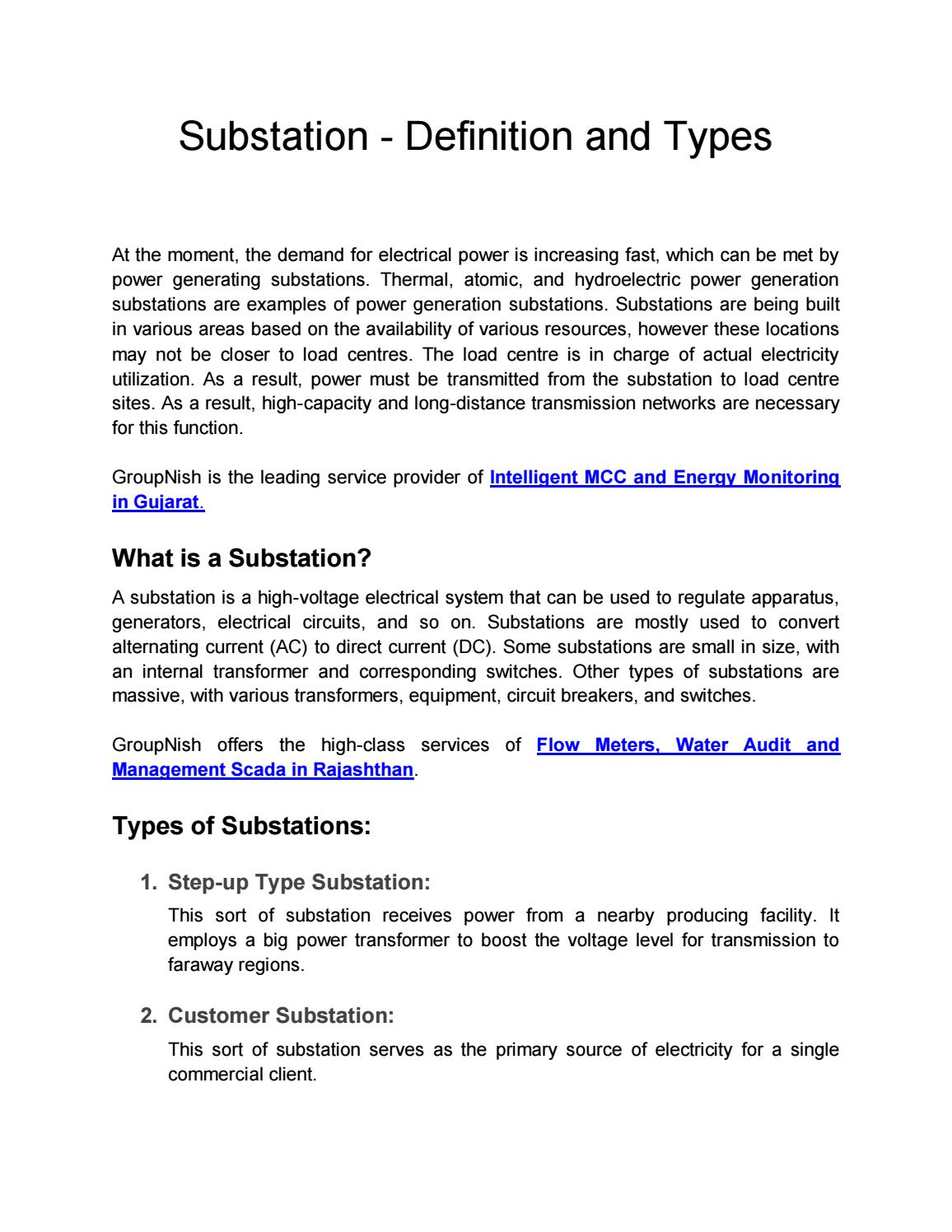 Substation - Definition and Types by Group Nish - Issuu