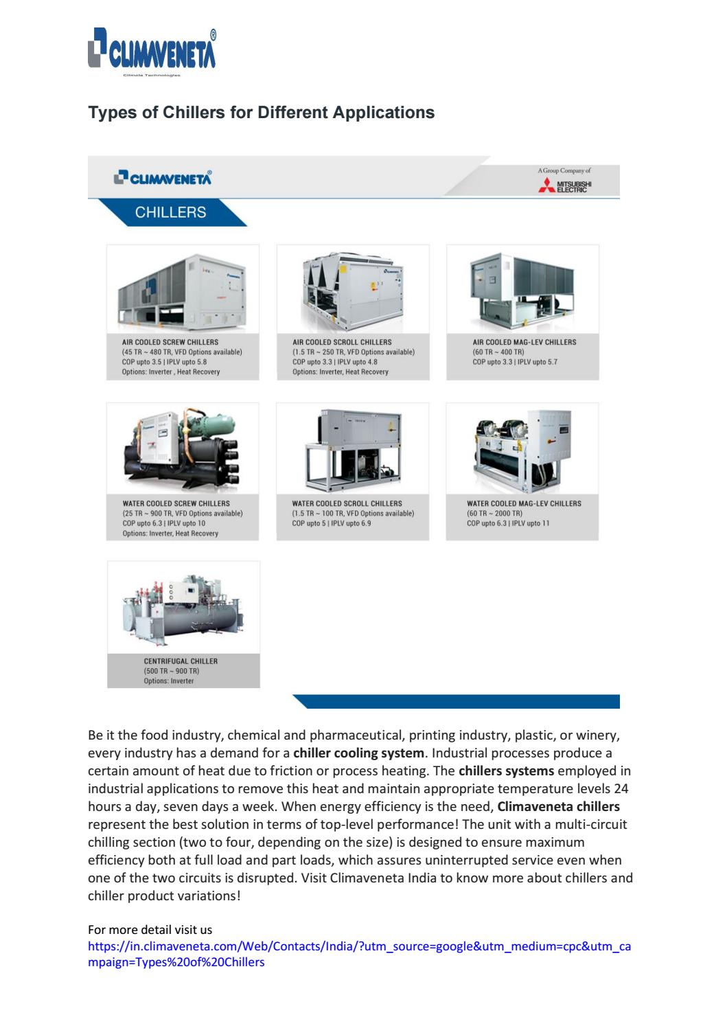Types of Chillers for Different Applications by Climaveneta - Issuu