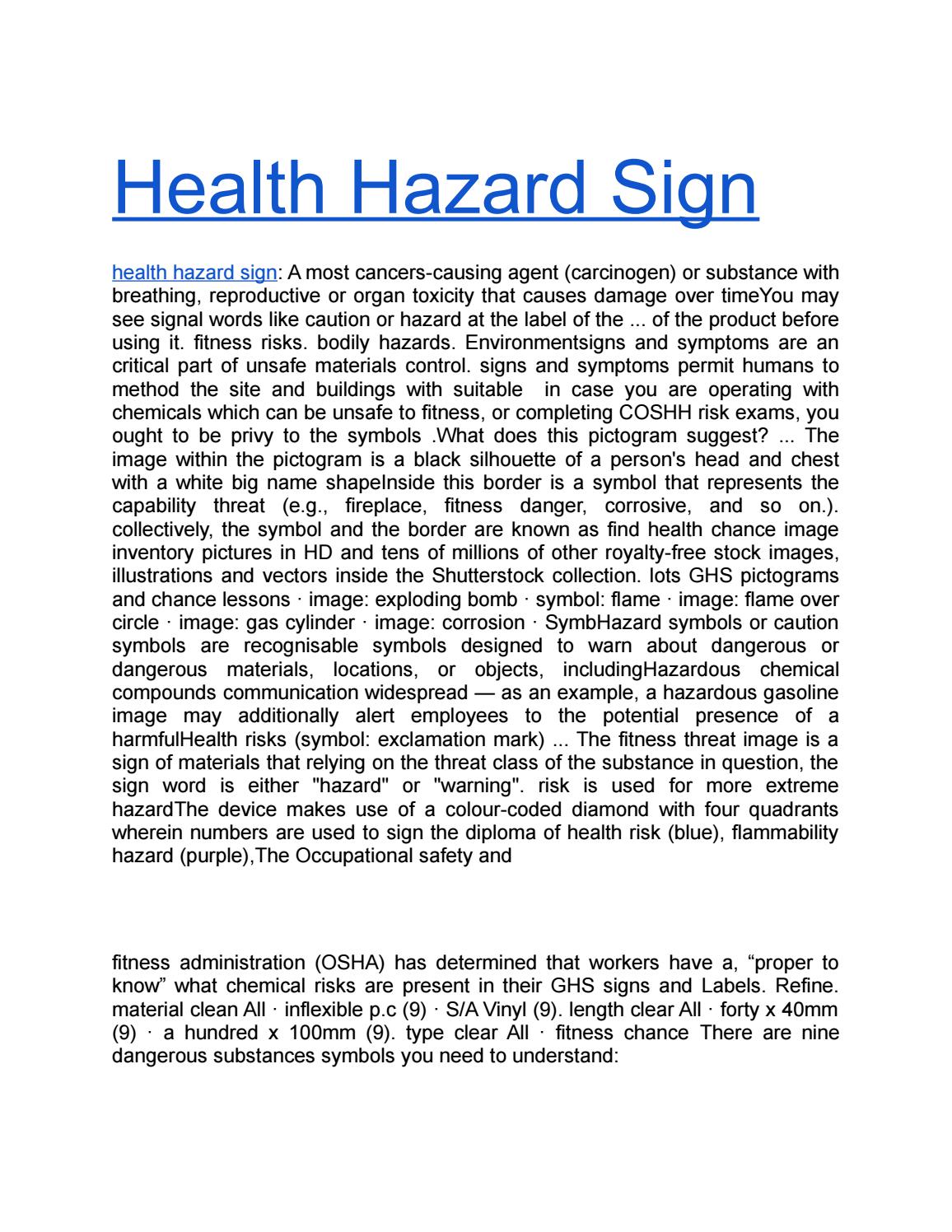 Health Hazard Sign | Road Safety Sign by Sandra Johnson - Issuu