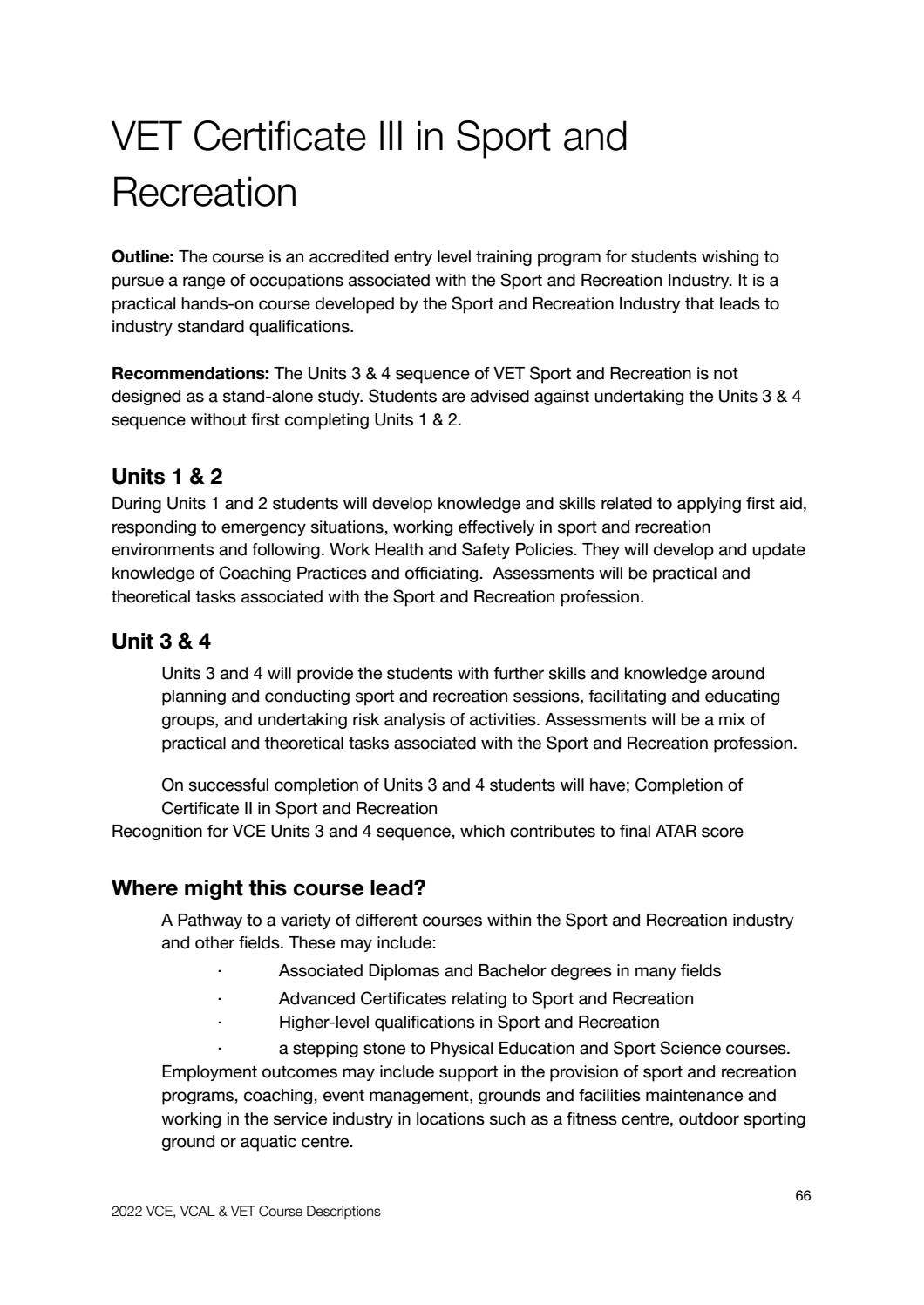 VCE VCAL VET 2022 Course Guide by Galen Catholic College - Issuu