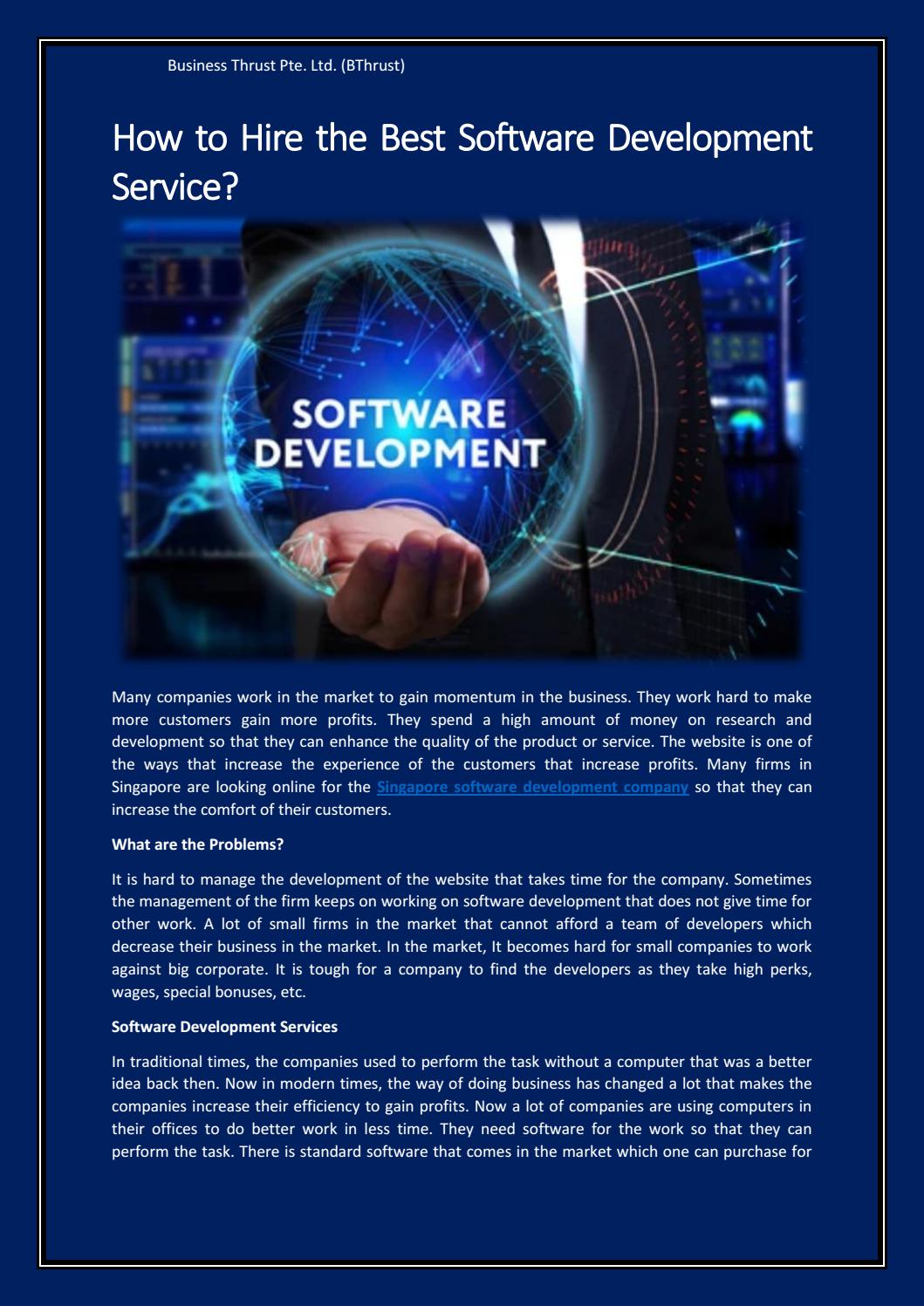 How to Hire the Best Software Development Service by bthrust - Issuu
