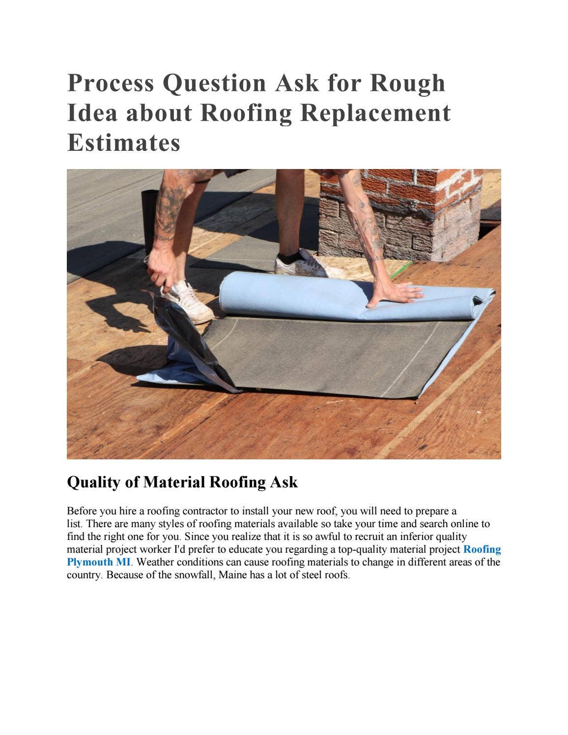 Process Question Ask for Rough Idea about Roofing Replacement Estimates ...