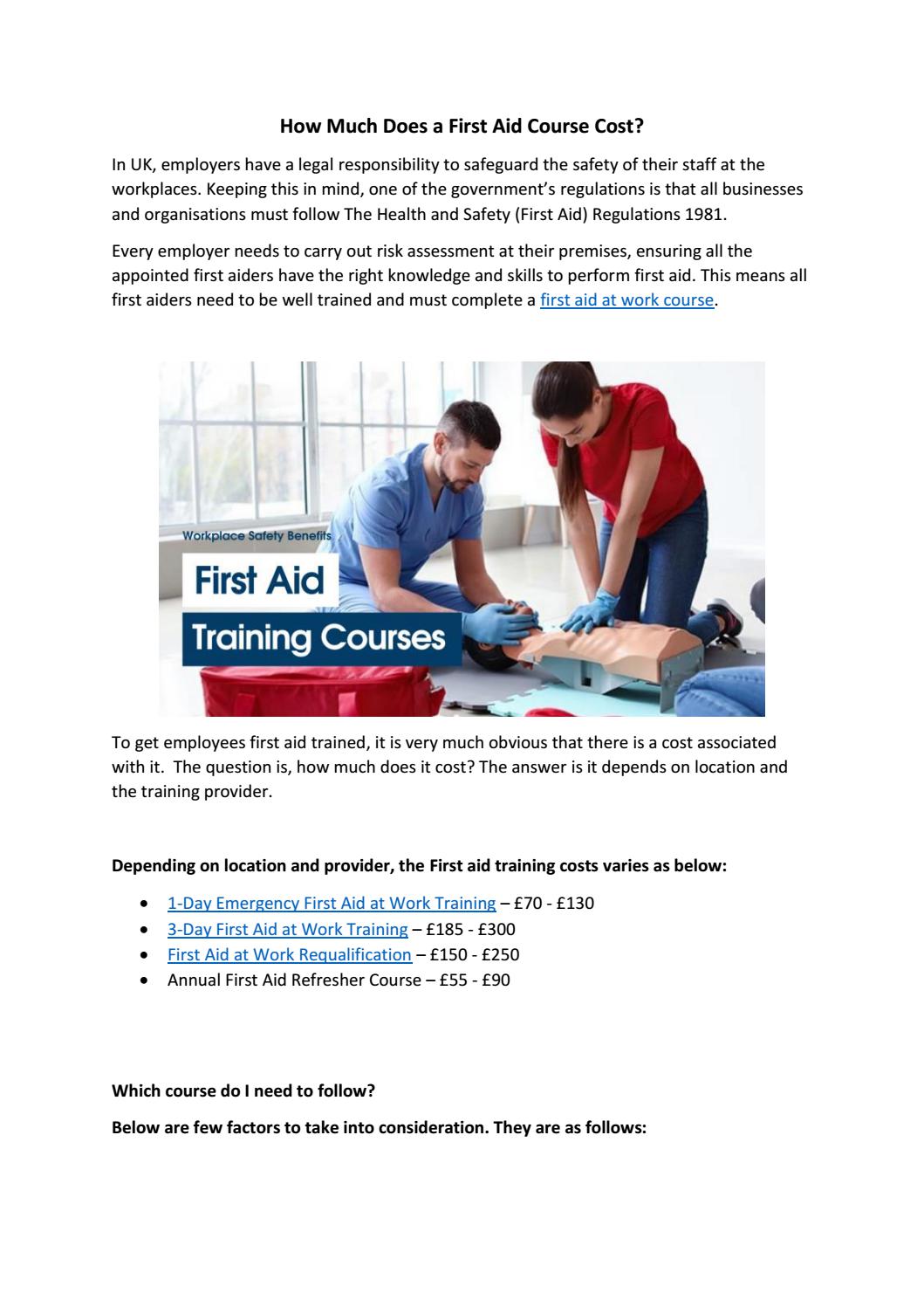 How much does First Aid Course Cost in the UK? by Bright Learning ...