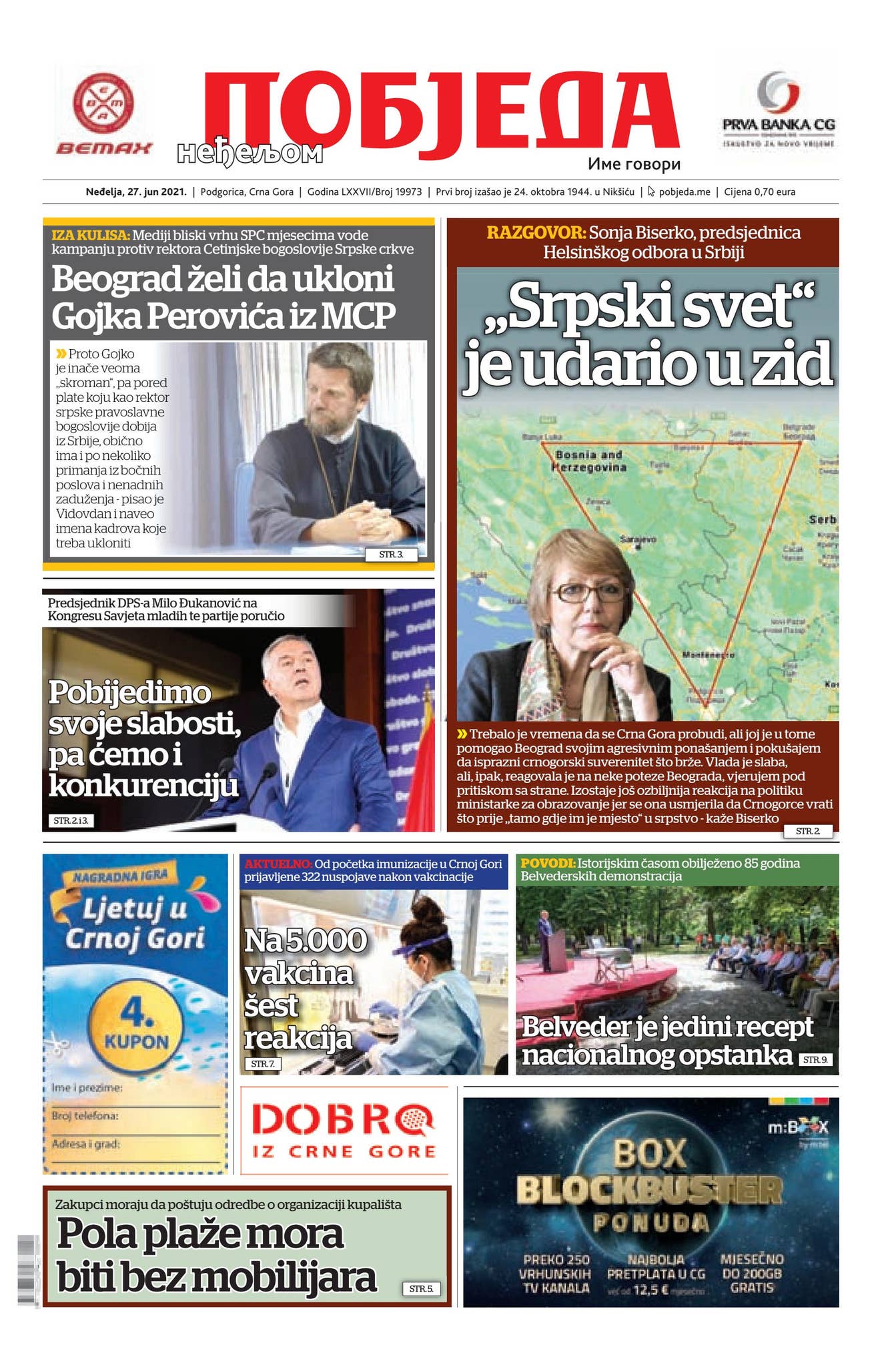 Dnevni list Pobjeda 27.06.2021. by Pobjeda - Issuu