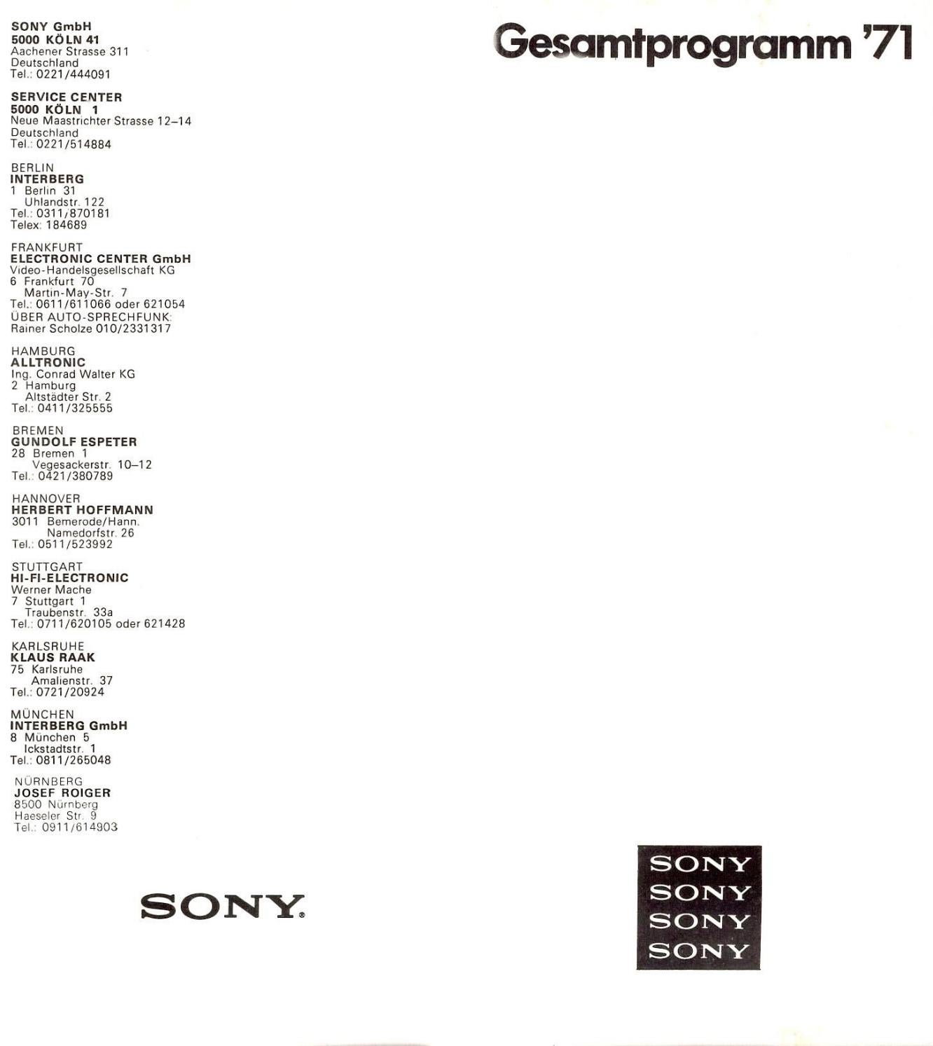 Sony Gesamtprogramm 1971 by Alex Chernyak - Issuu