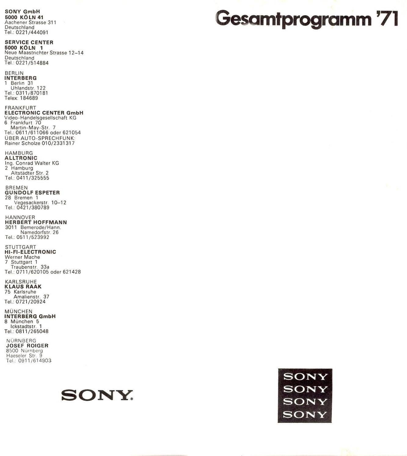 Sony Gesamtprogramm 1971 by Alex Chernyak - Issuu