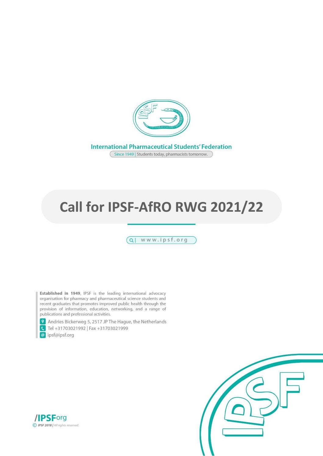 Call for IPSF AfRO Regional Working Group (RWG) 2021-2022 by IPSF AfRO ...