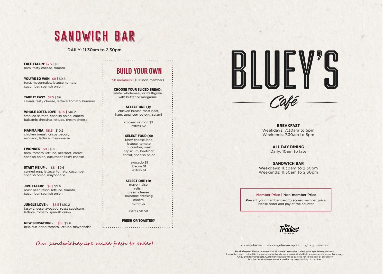 Bluey's Cafe Menu by The Tradies - Issuu