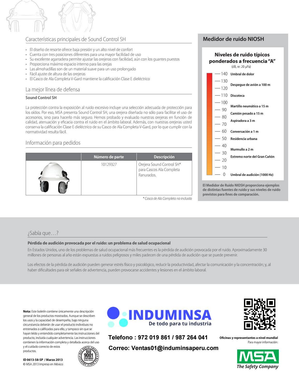 Orejera MSA 10129327 Sound Control SH by INDUMINSA EIRL - Issuu