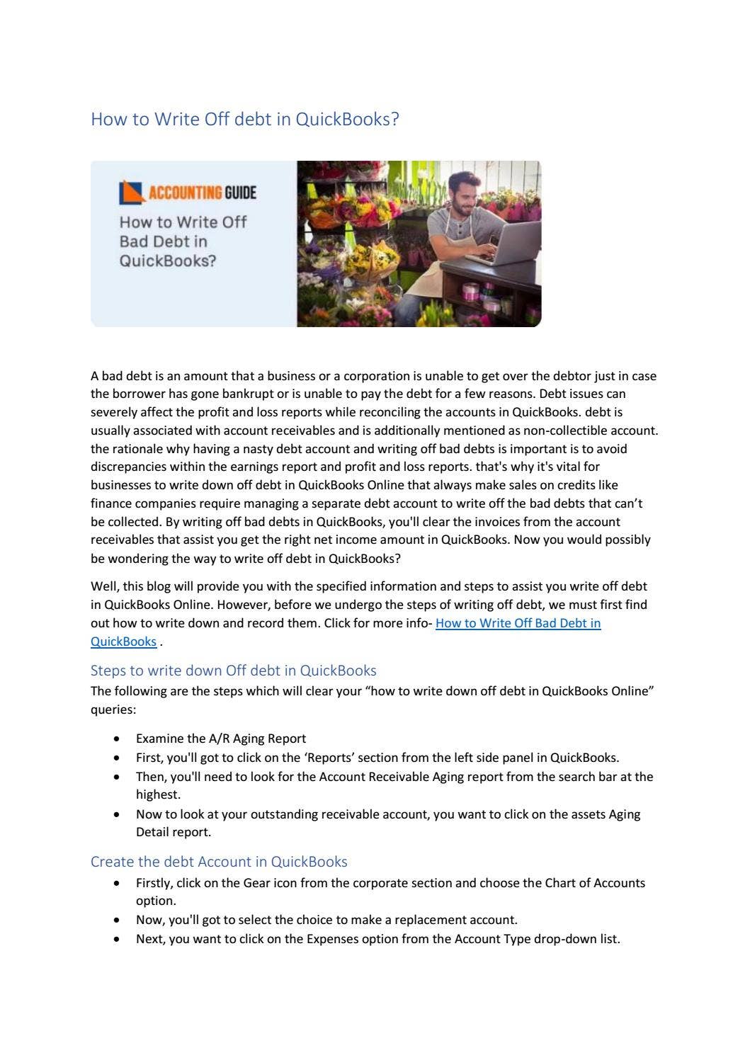 How to Write Off Bad Debt in QuickBooks by accounting advice - Issuu