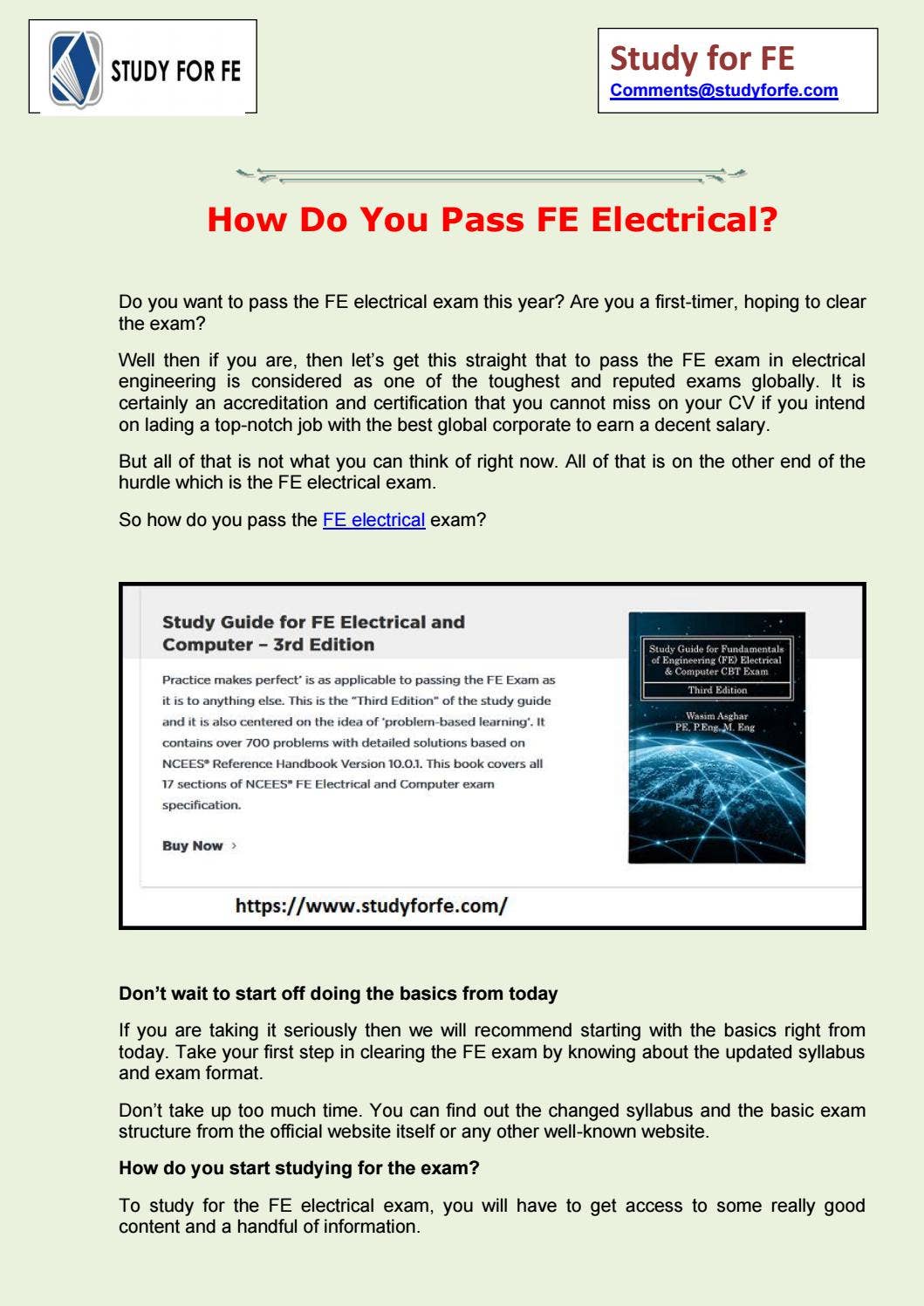 How Do You Pass FE Electrical by Wasim Asghar - Issuu