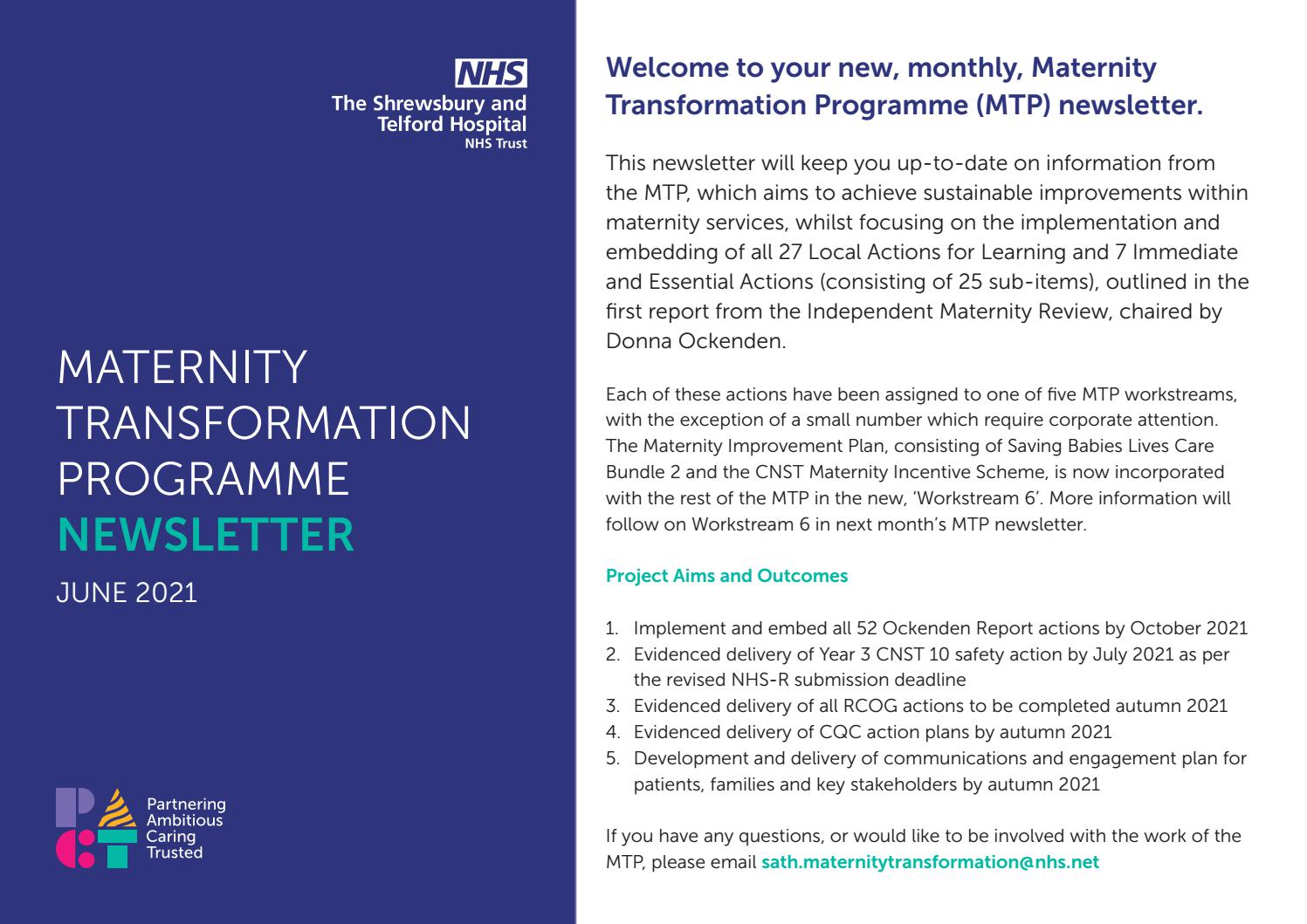 Maternity Transformation Newsletter June 2021 by The Shrewsbury and ...