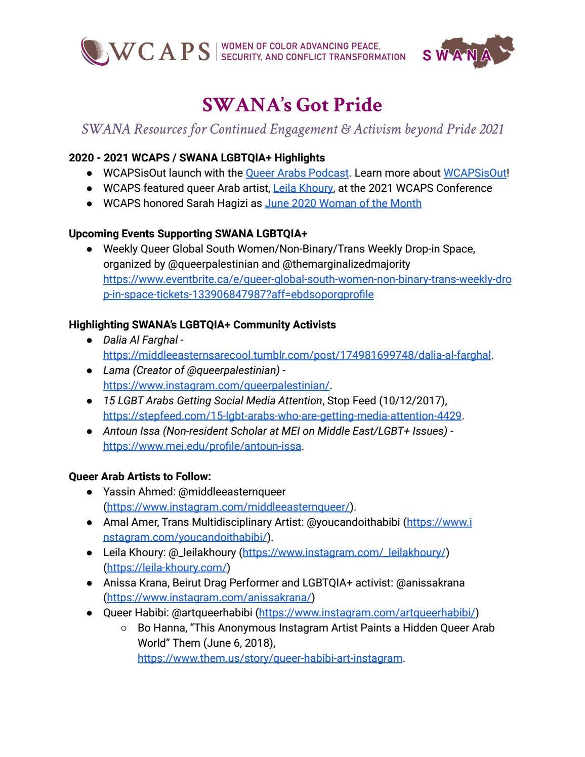 SWANA's Got Pride by Women of Color Advancing Peace & Security - Issuu