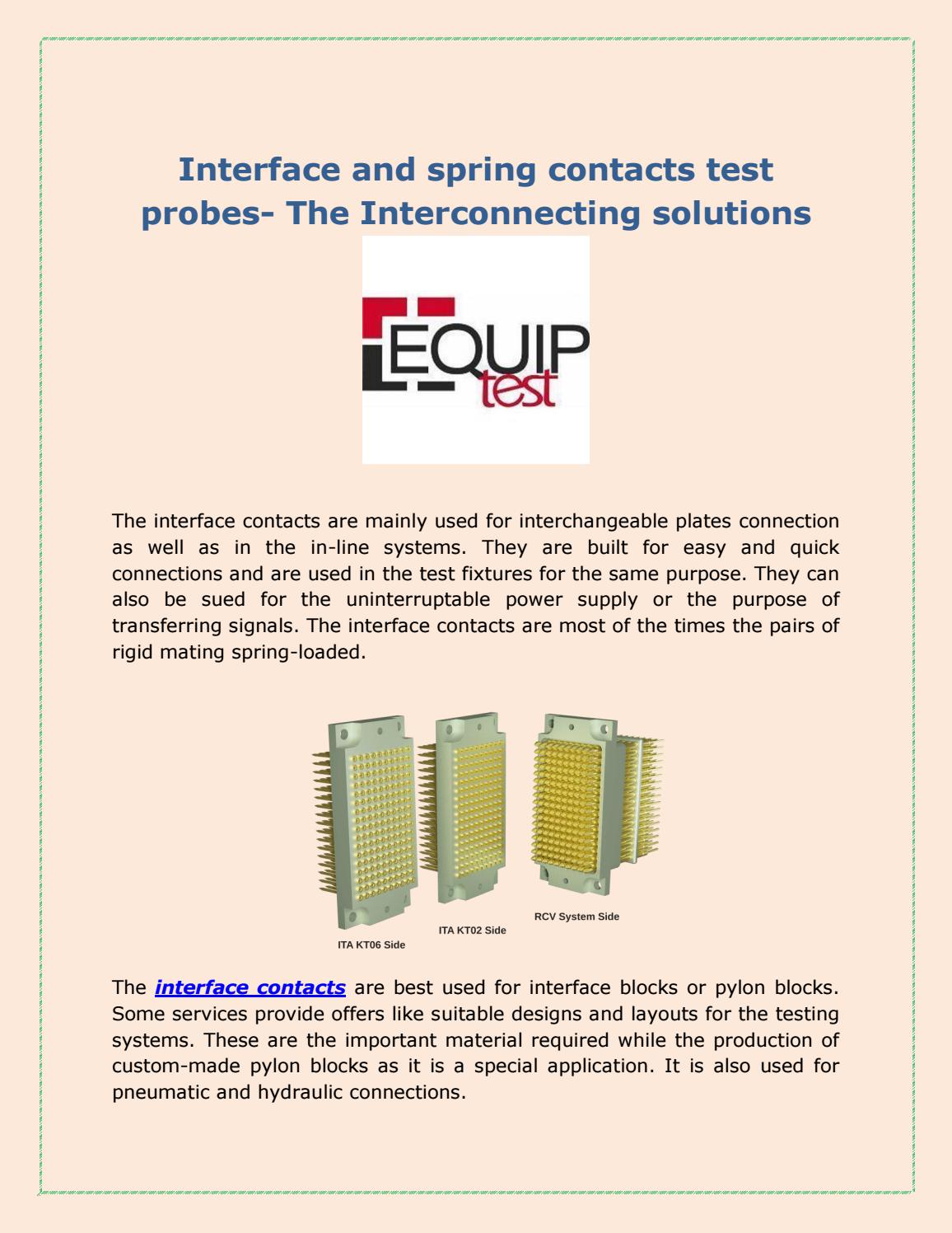 Interface and spring contacts test probes- The Interconnecting ...