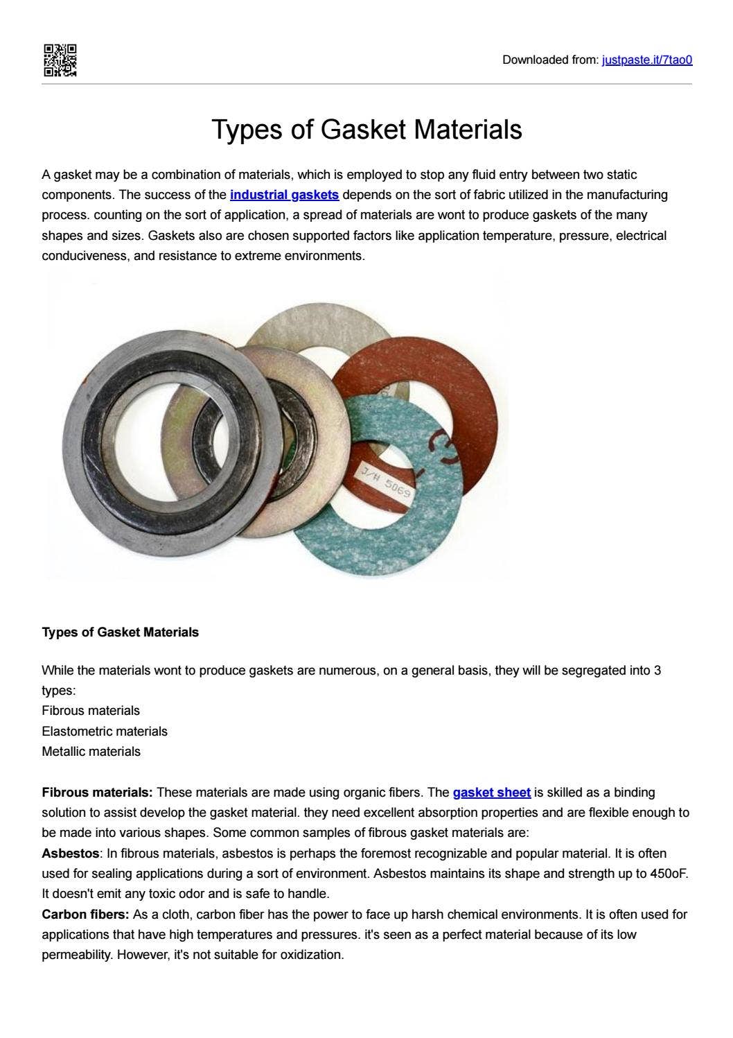 Types of Gasket Materials by gasketmaterialsdelhi - Issuu