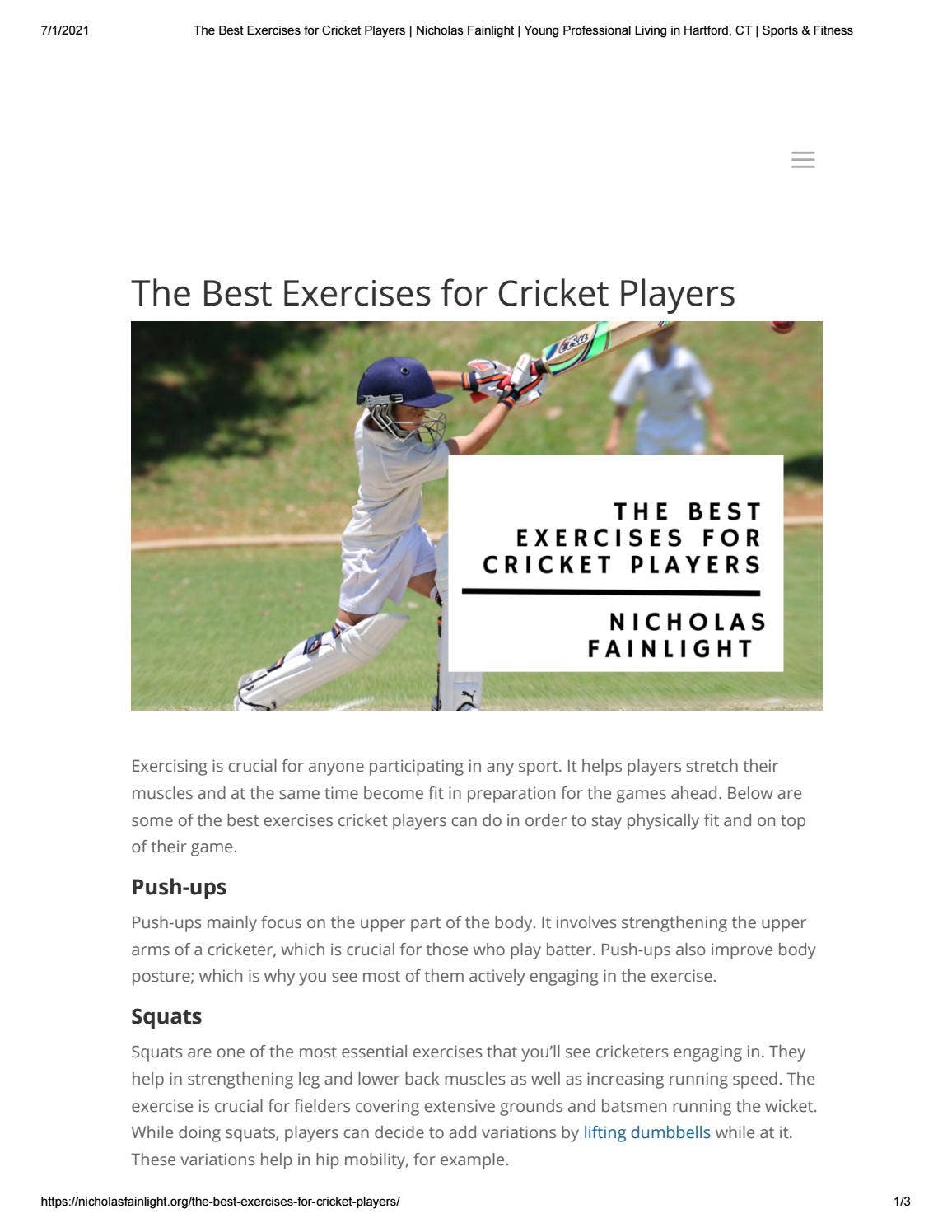 The Best Exercises For Cricket Players by nicholas.fainlight - Issuu