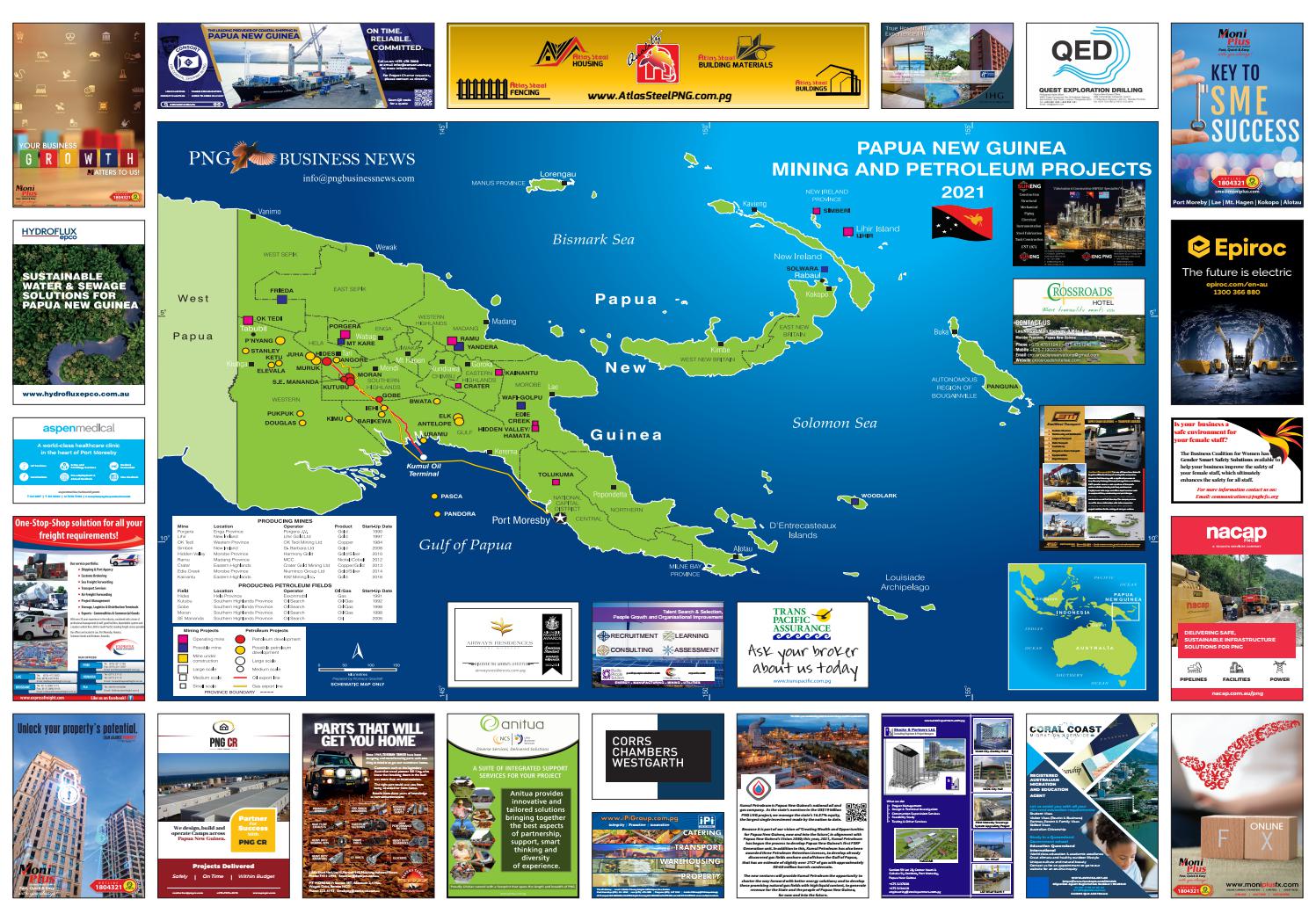2021 Papua New Guinea Mineral & Petroleum Field Map by Brimble ...
