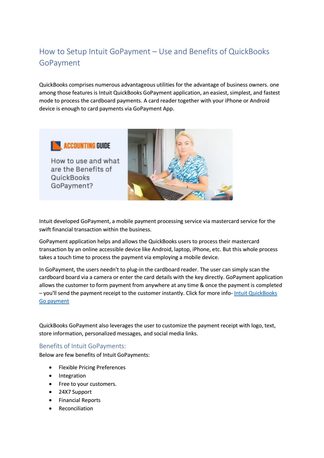 Intuit QuickBooks Go payment: Benefits & How to Use by accounting ...