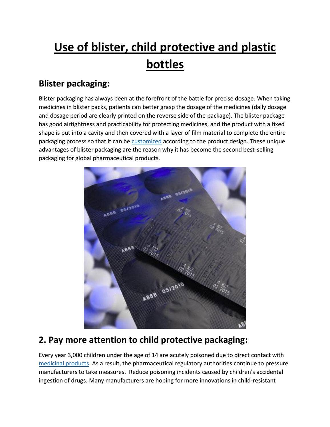Use of blister, child protective and plastic bottles by Lahore Centre ...