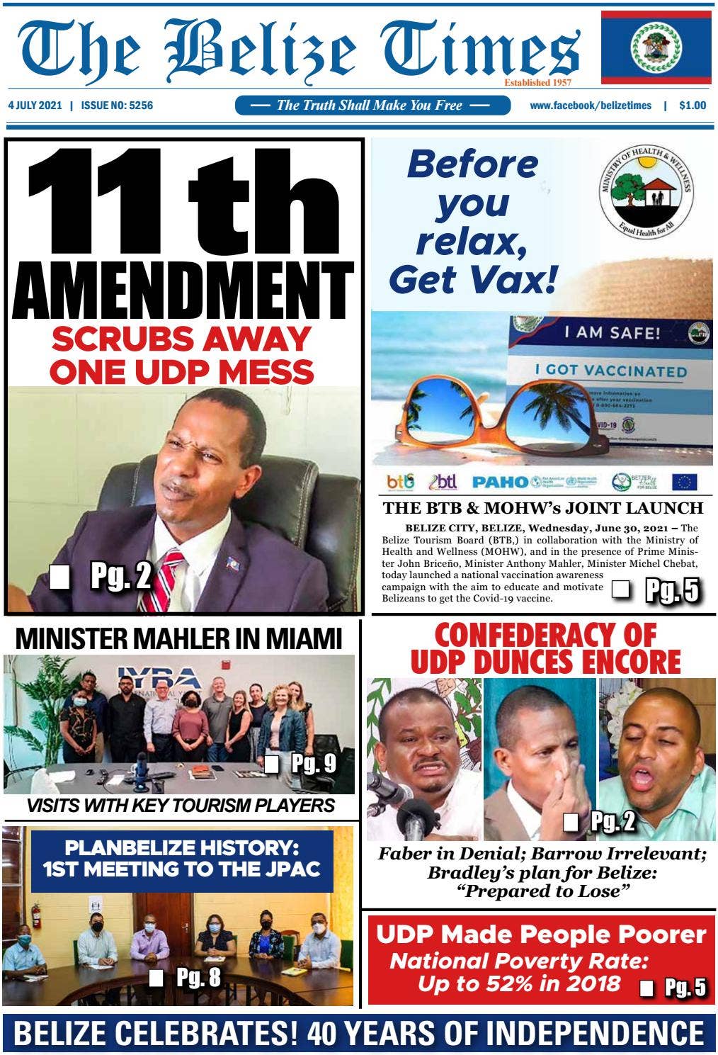Belize Times July 4, 2021- 11th Amendment Proposed to the Belizean ...