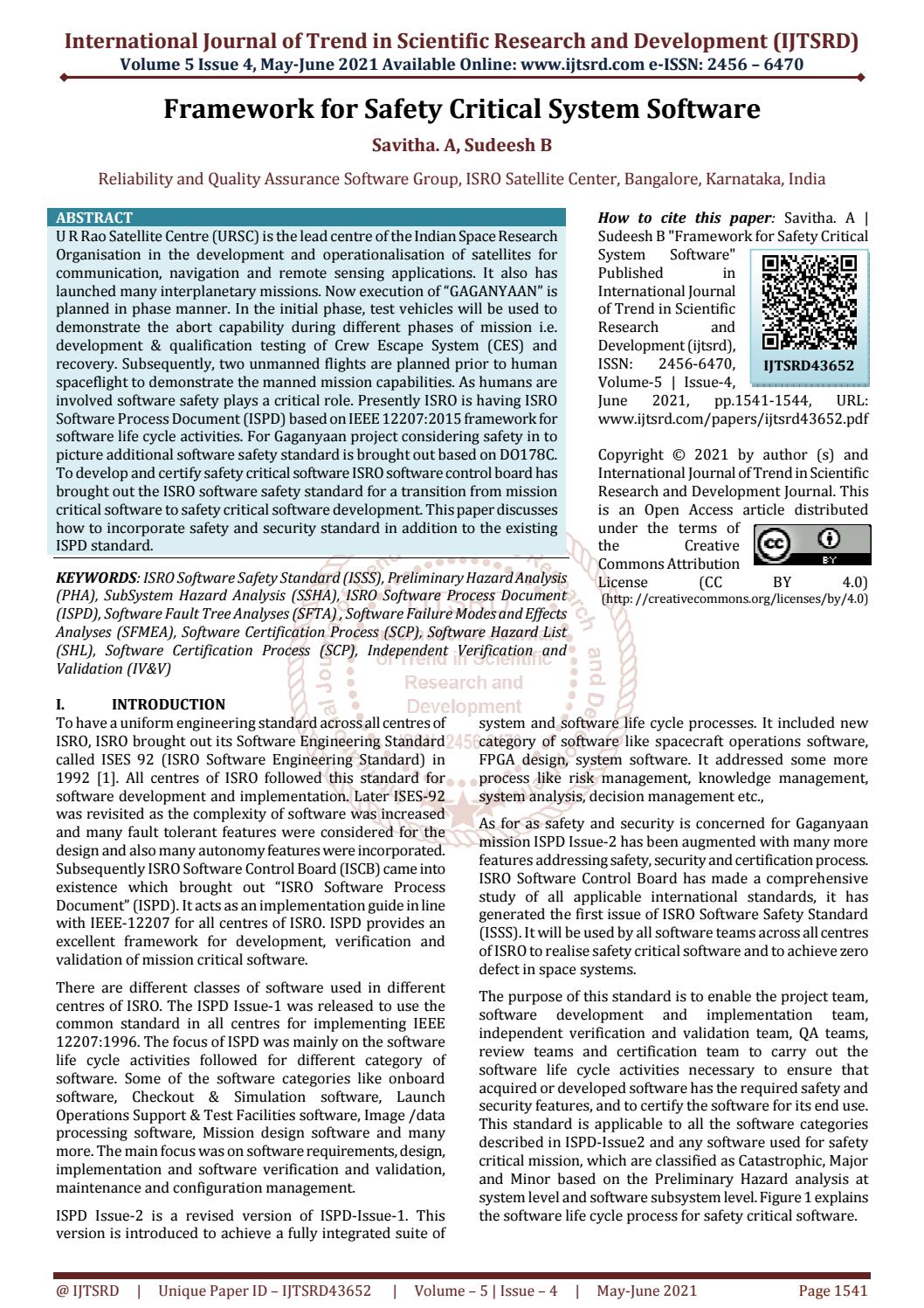 Framework for Safety Critical System Software by International Journal ...