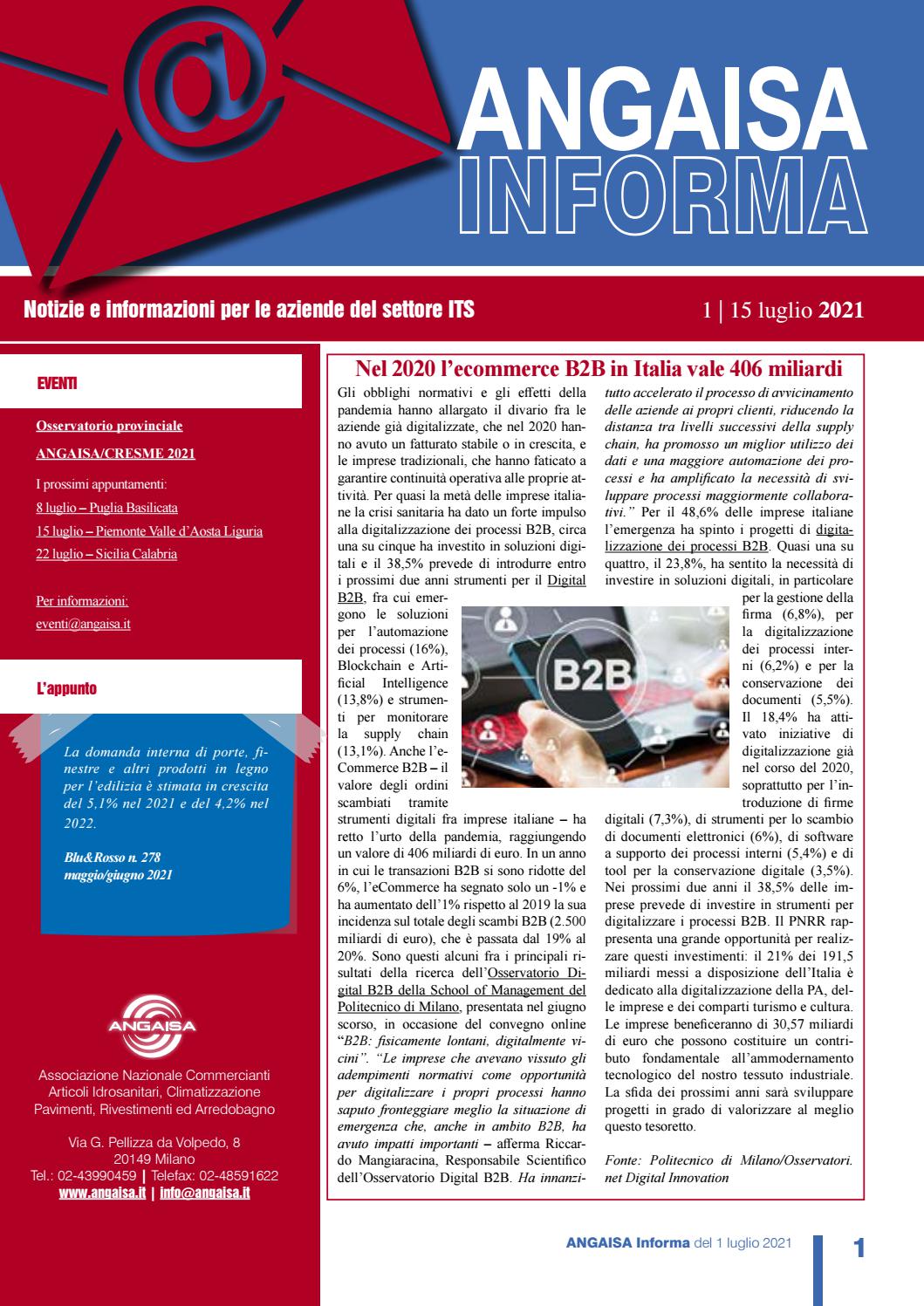 ANGAISA Informa n. 494 del 1 luglio 2021 by angaisa - Issuu