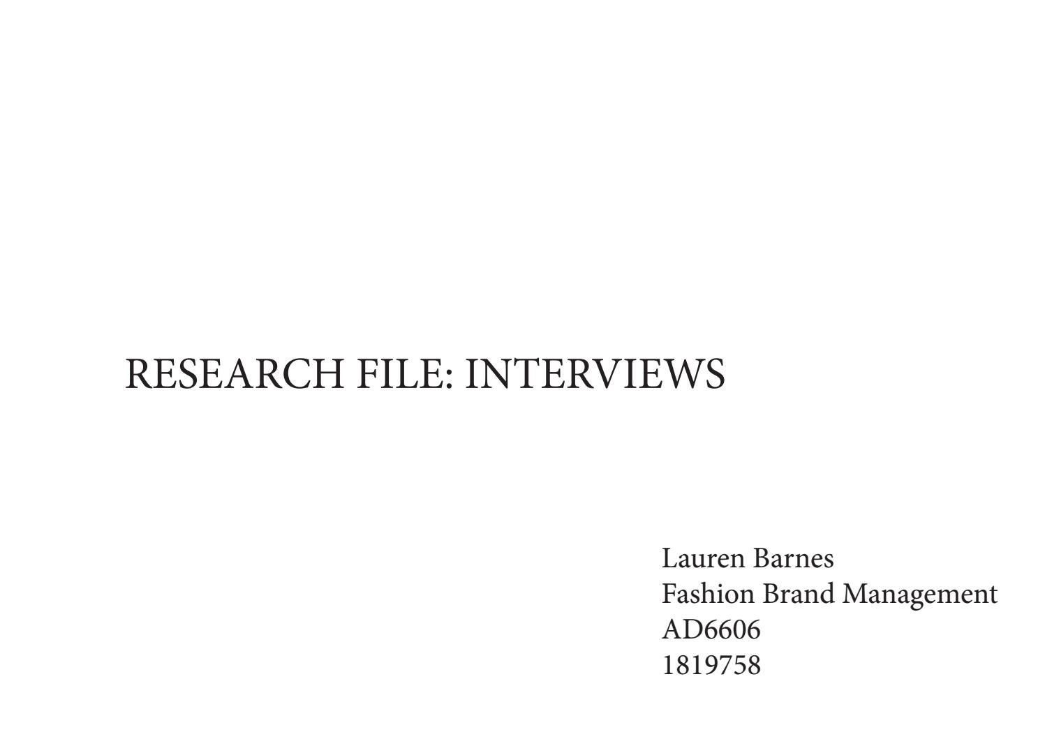 Research file: Interviews by laurenbarnes2 - Issuu