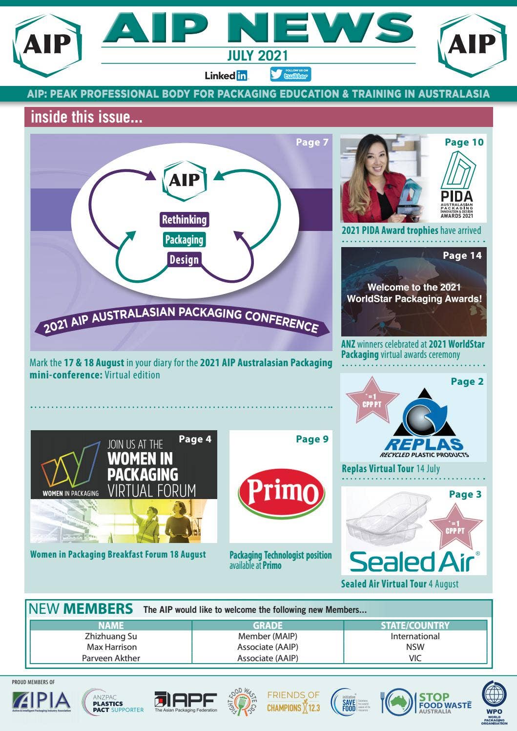 AIP July 2021 eNewsletter by Australian Institute of Packaging - Issuu