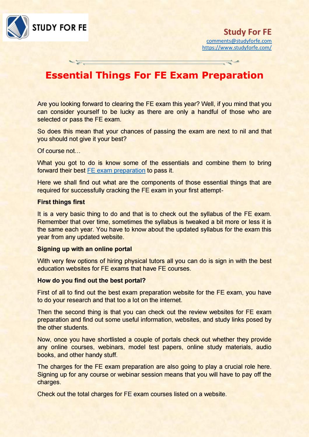Essential Things For FE Exam Preparation by Wasim Asghar - Issuu
