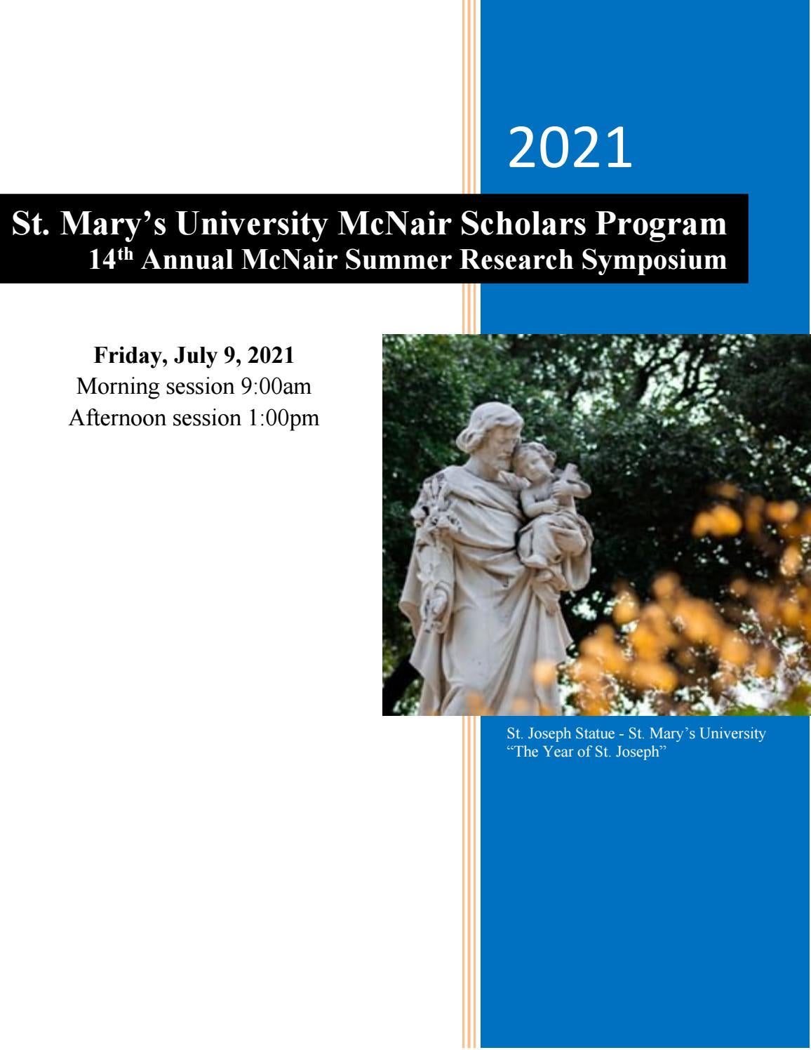 St. Mary’s University McNair Scholars Program 14th Annual McNair Summer ...