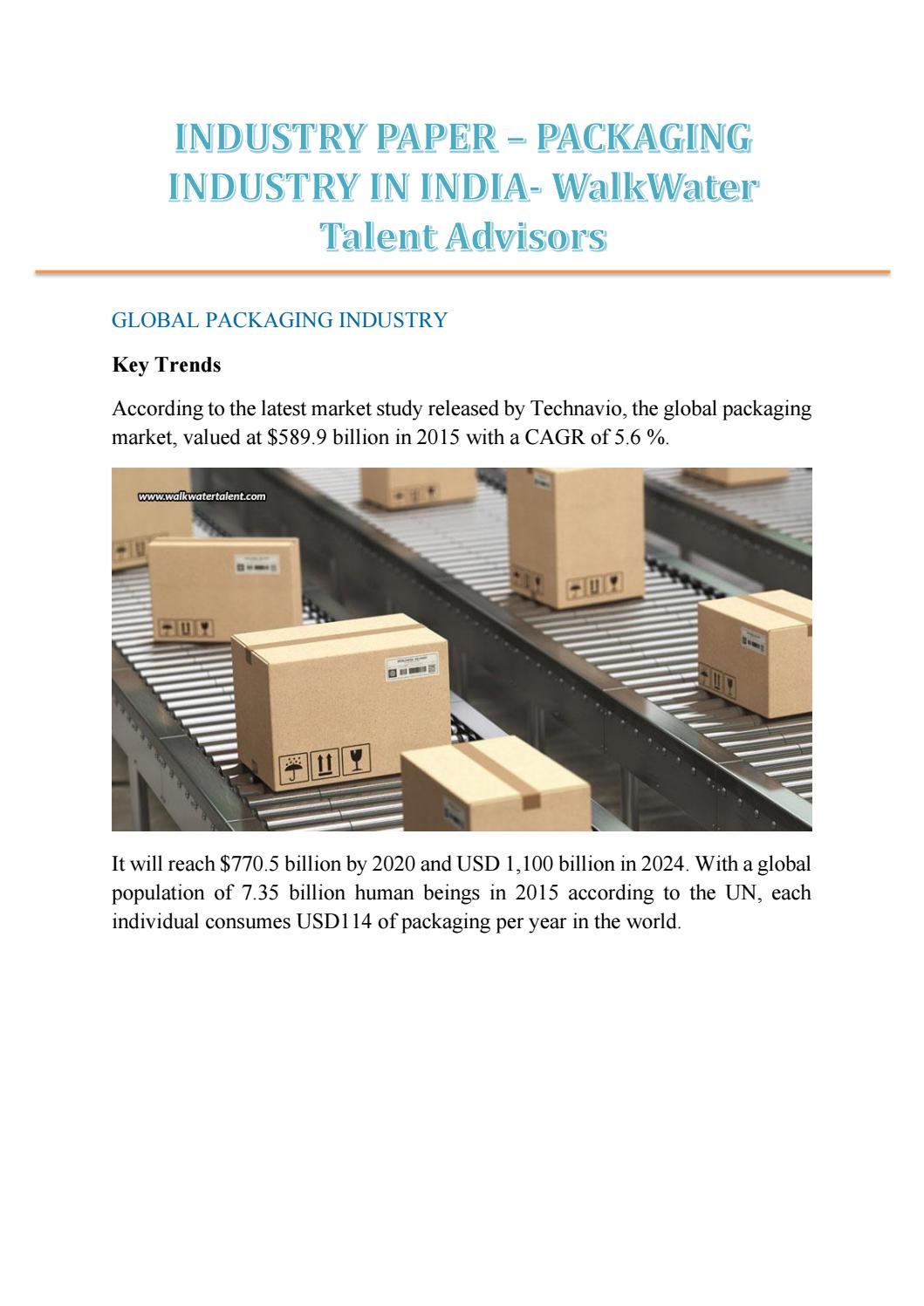 Industry paper – packaging industry in india- walkwater talent advisors ...