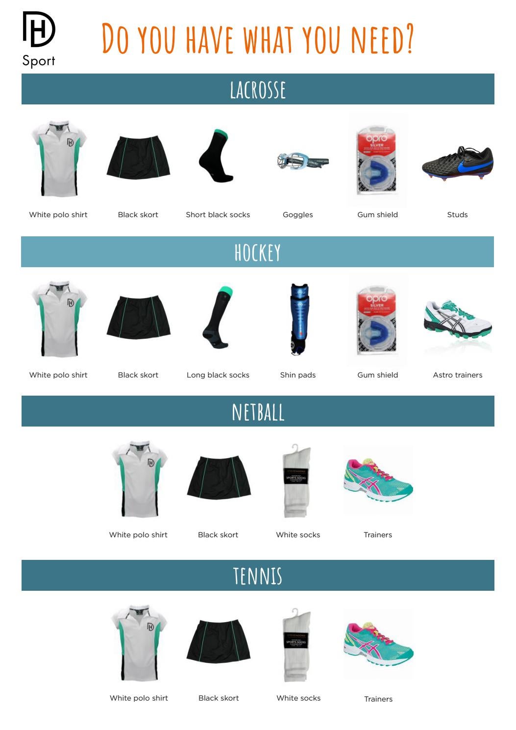 Downe House Sports Kit list by Downe House School - Issuu