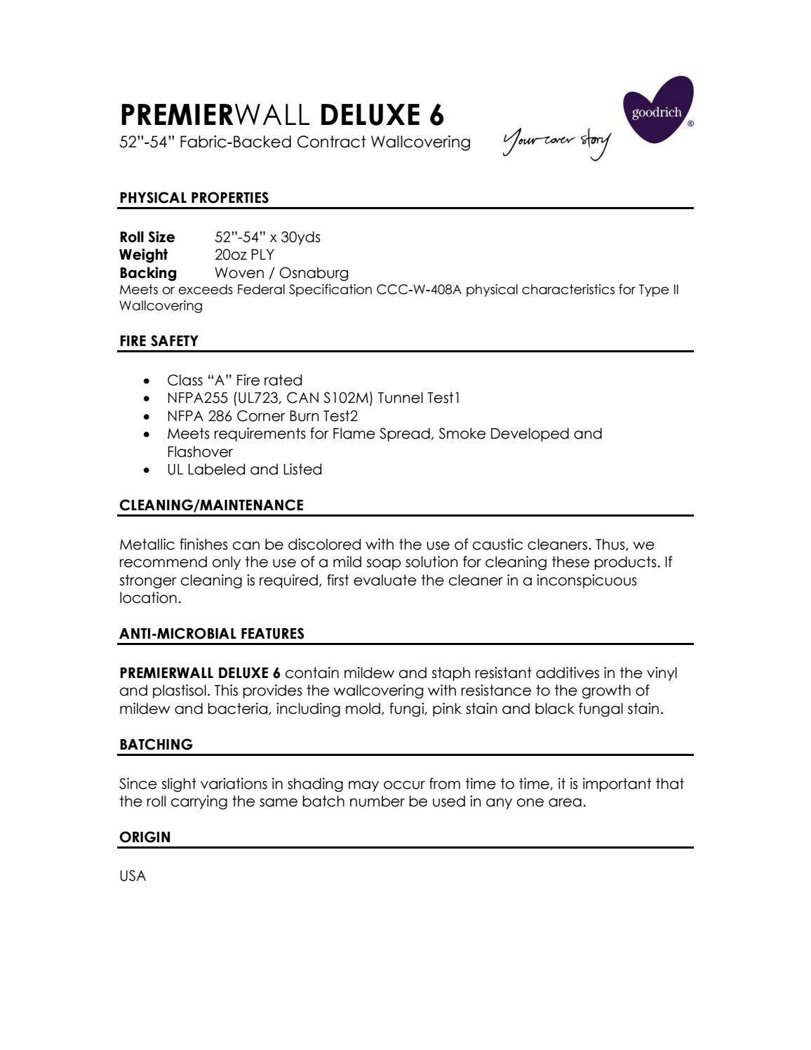 Specification Sheet - Premierwall DELUXE 6 Wallpaper | คอลเลคชั่น ...