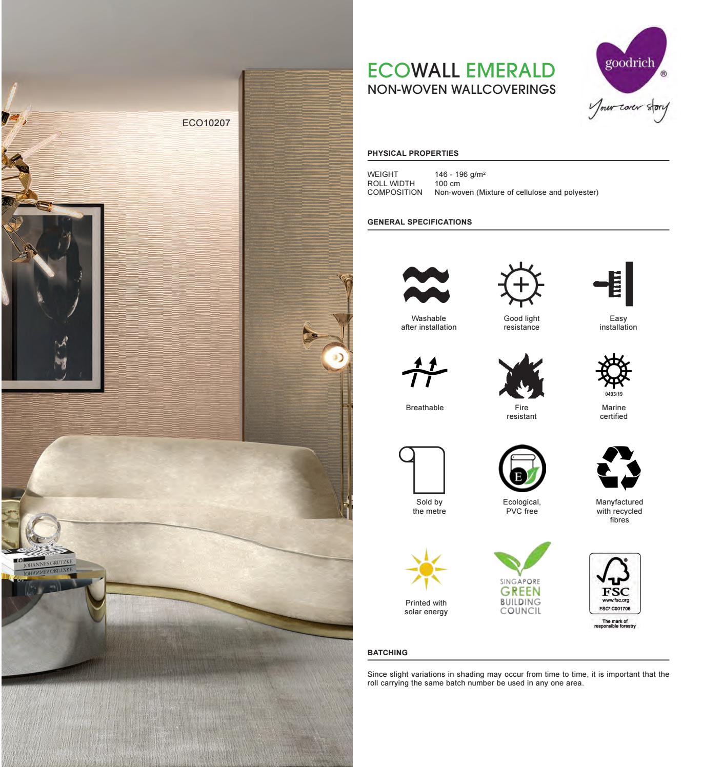 Specification Sheet - Ecowall EMERALD Wallpaper | คอลเลคชั่นผลิตภัณฑ์วอ ...