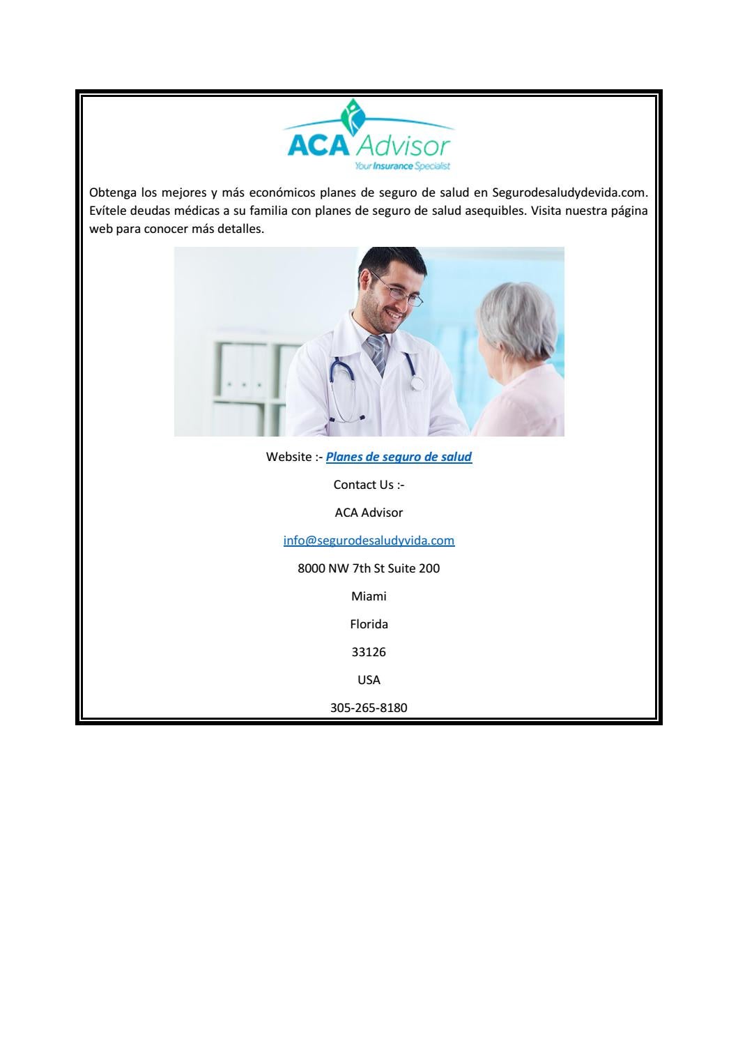 Los Mejores y Más Económicos Planes de Seguro de Salud by ACA ADVISOR ...