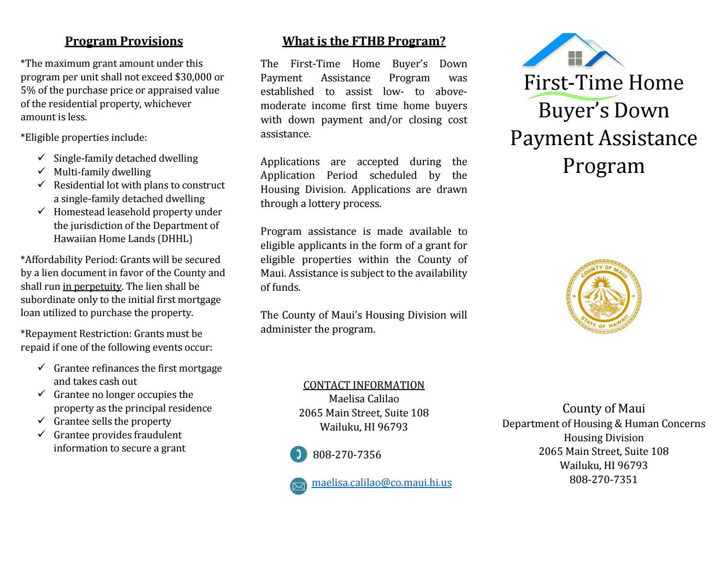 First-Time Home Buyer’s Down Payment Assistance Program by ...