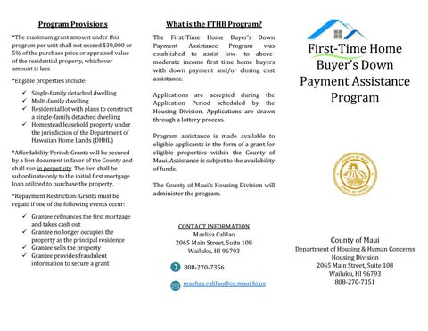 First-Time Home Buyer’s Down Payment Assistance Program by ...