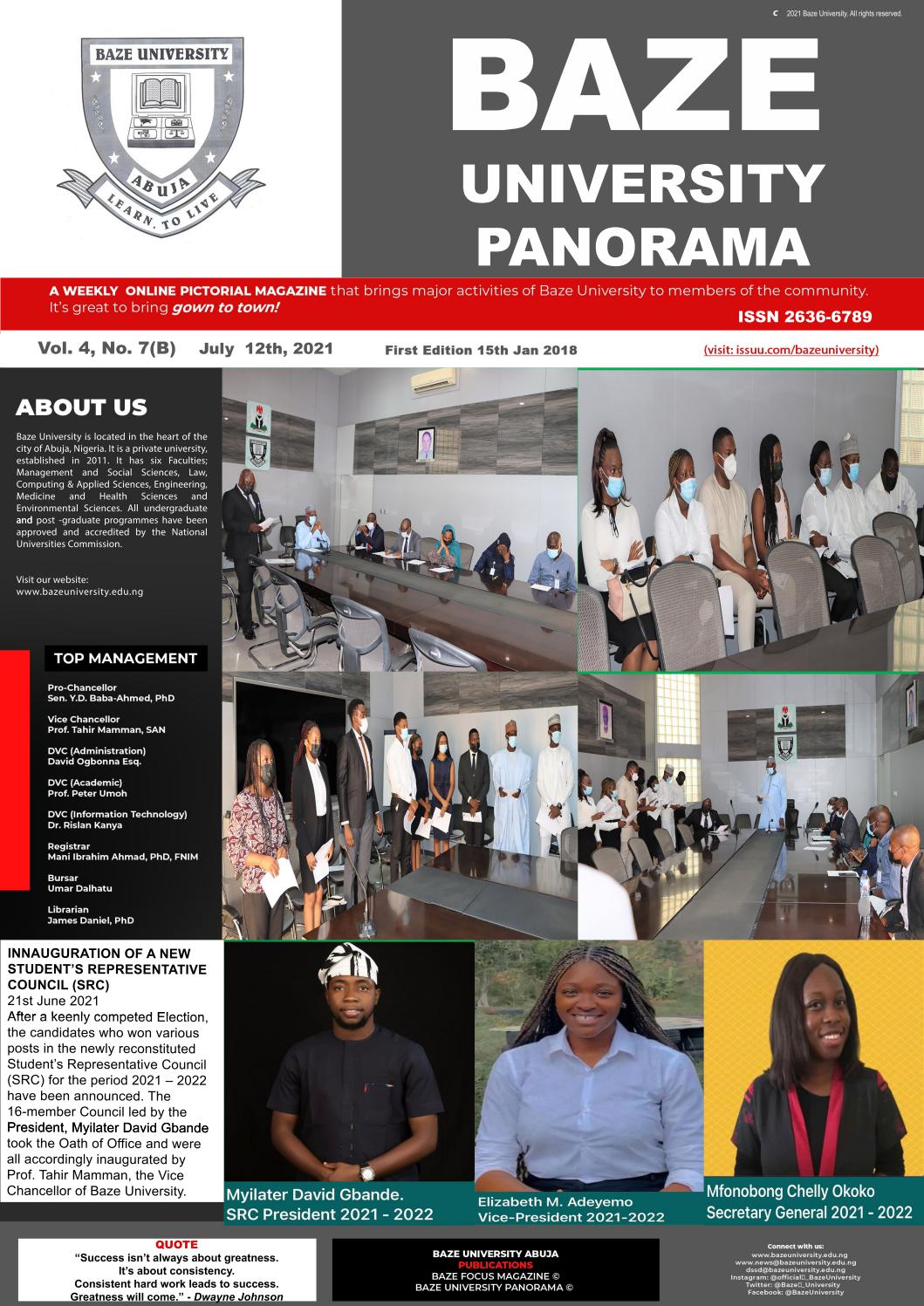 BAZE UNIVERSITY PANORAMA NEWS (12th July 2021 by Baze University - Issuu