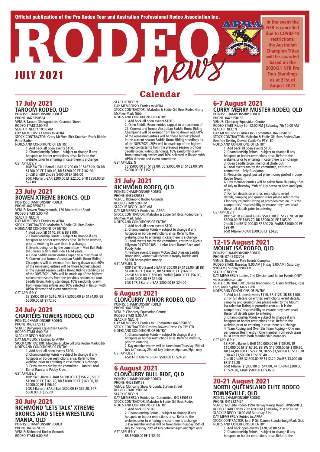 July Rodeo News by Australian Professional Rodeo Association - Issuu