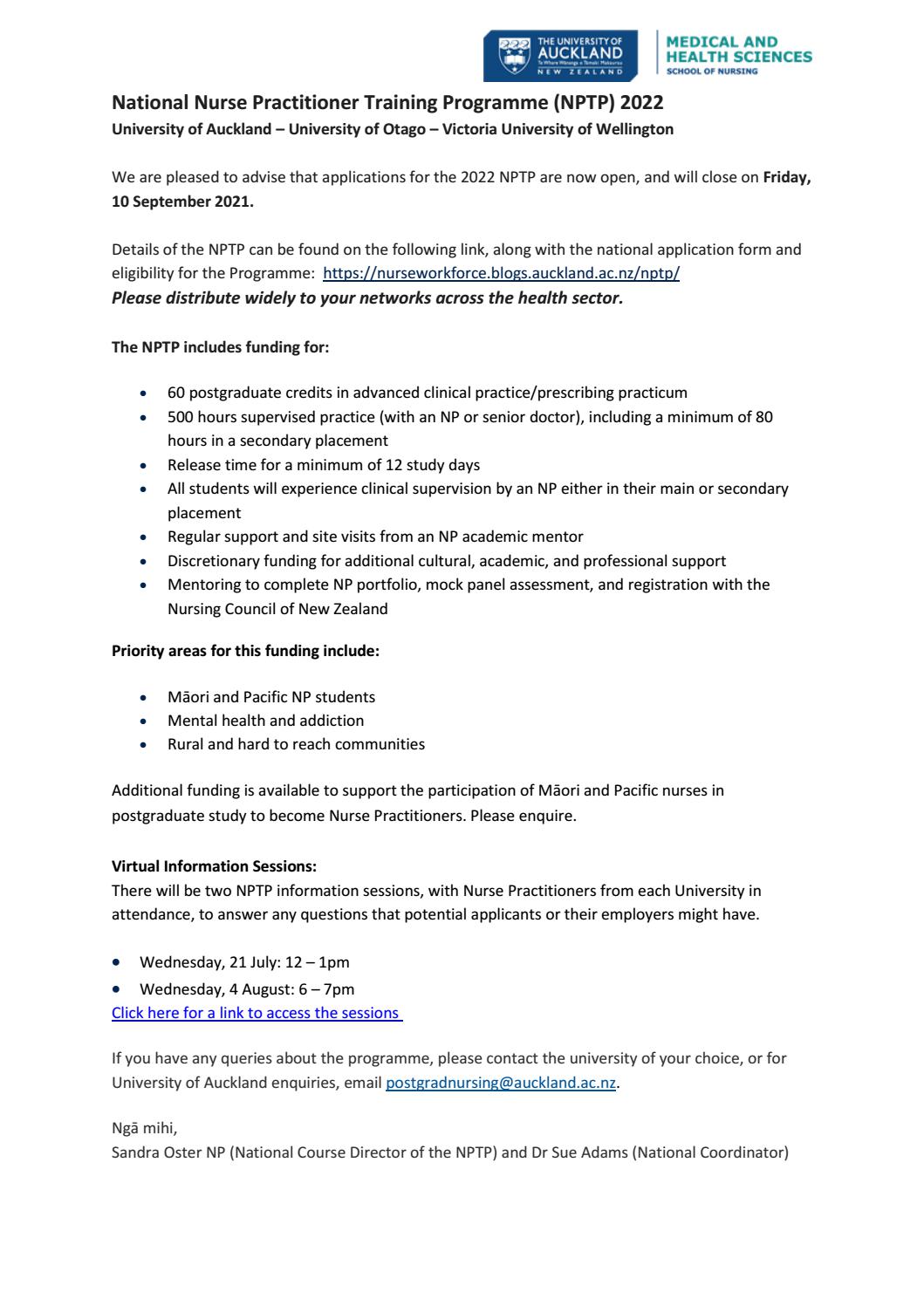 National Nurse Practitioner Training Programme by WBOP PHO - Issuu