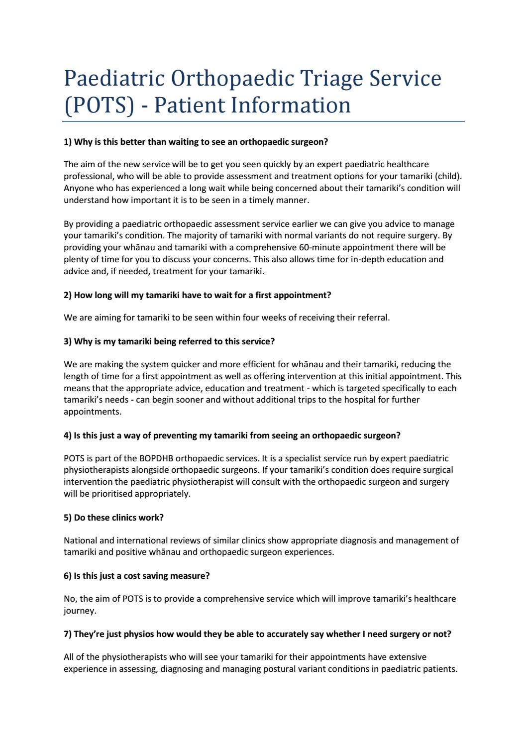 POTS - Q & A's for Patients - July 2021 by WBOP PHO - Issuu