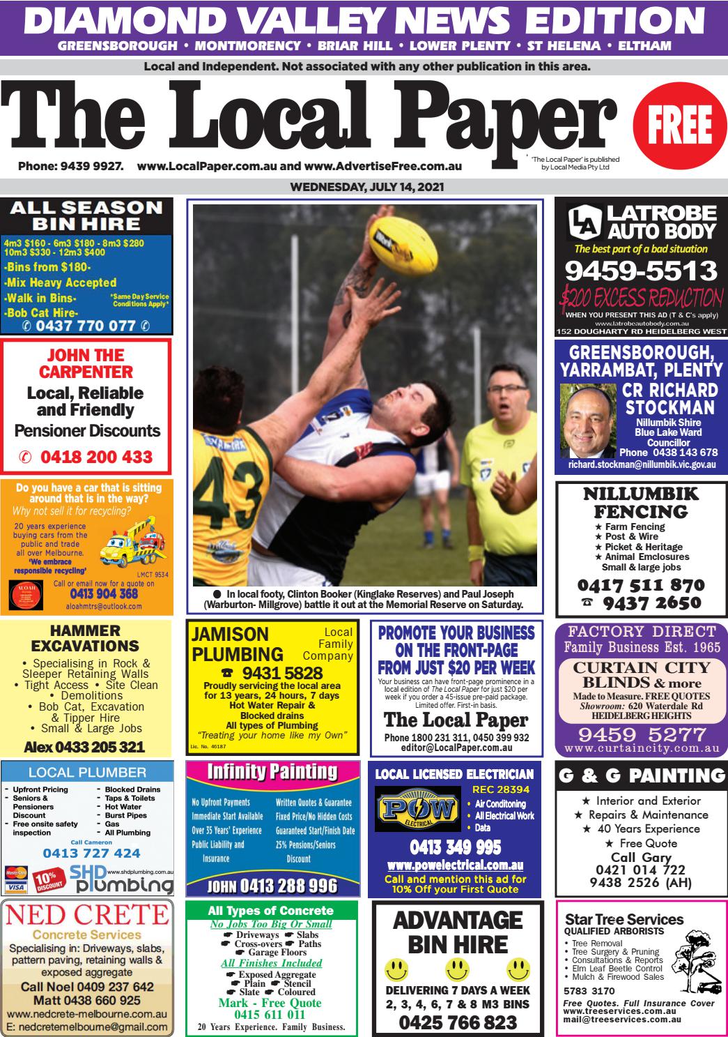 The Local Paper. Diamond Valley News Edition. Wed., July 14, 2021 by ...